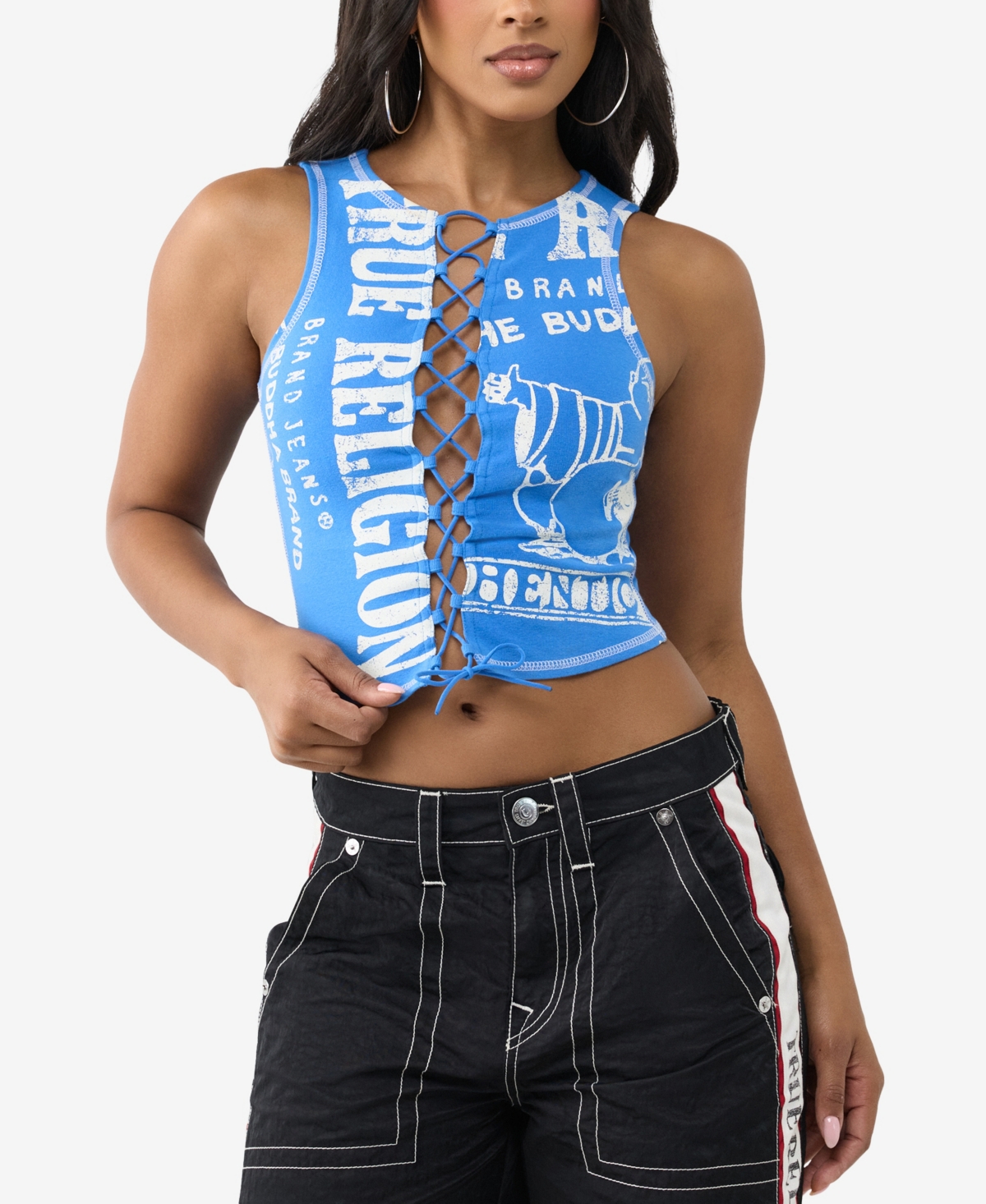 Click here for True Religion Womens Printed Buddha Split Top - Su... prices