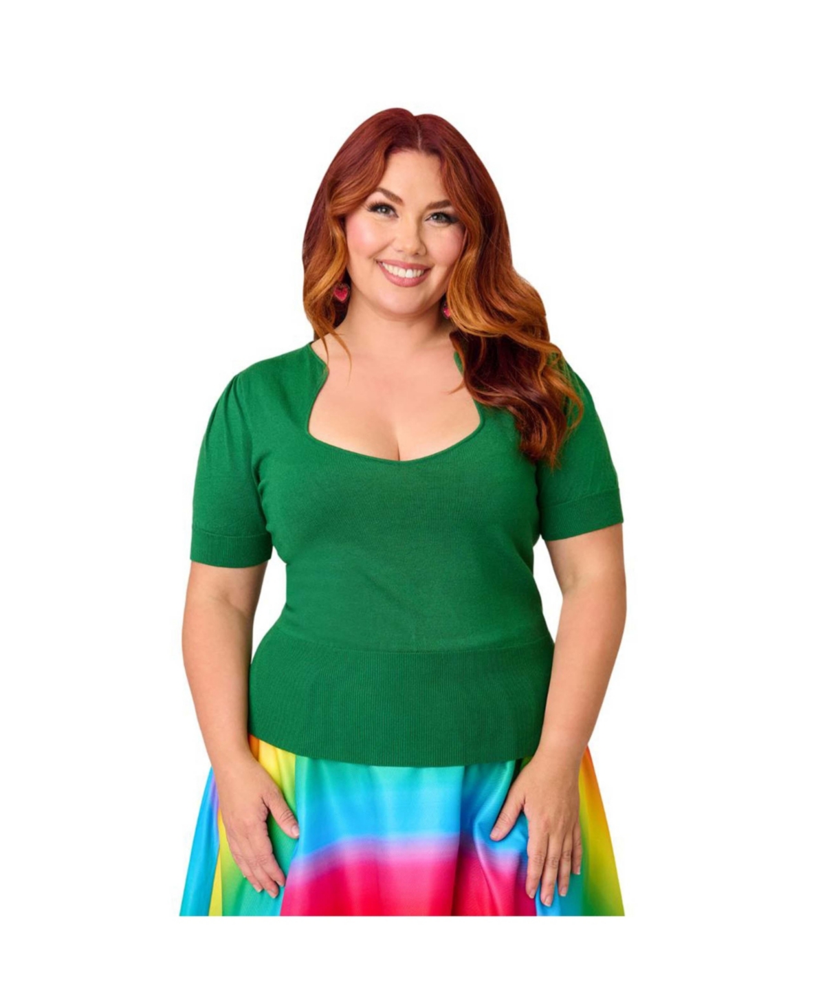 Click here for Unique Vintage Plus Size Short Sleeve Sweater - Gr... prices