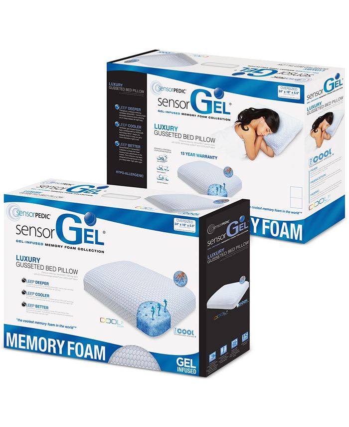 SensorGel CLOSEOUT! Gel Infused Memory Foam Gusset King Pillow, Heat ...