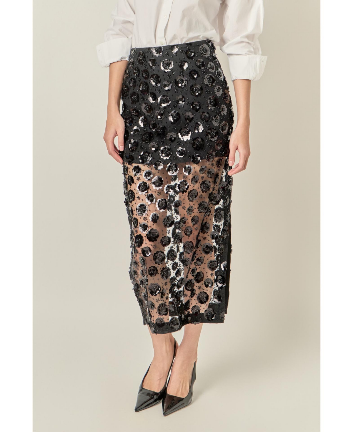 Click here for English Factory Womens Flower Sequin Sheer Midi Sk... prices