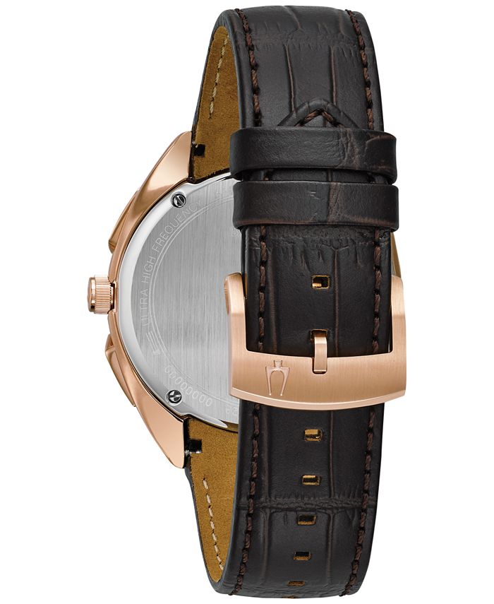 Bulova Men's Chronograph CURV Brown Leather Strap Watch 45mm 97A124 ...