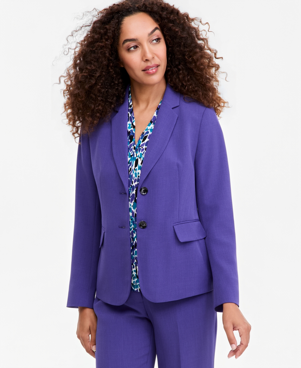 Click here for Kasper Womens Crepe Notch-Collar Two-Button Blazer... prices