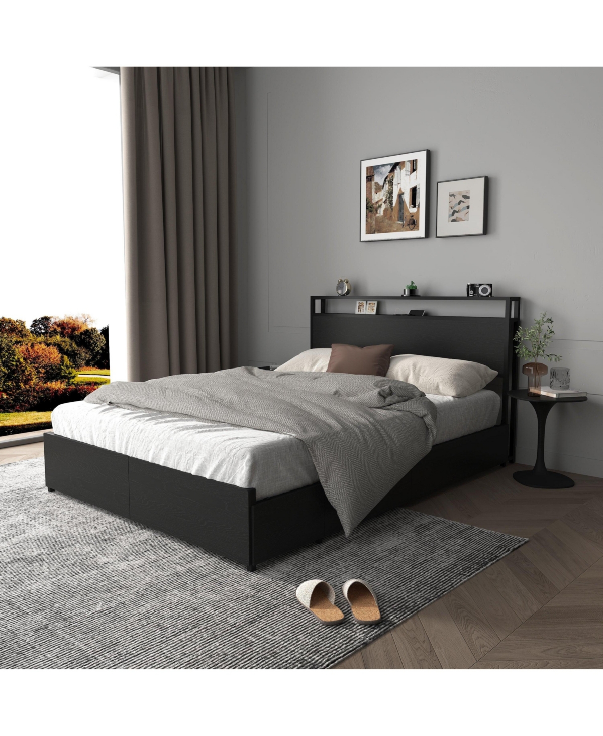 Click here for Lucky One Full Bed Frame  Storage Headboard with C... prices