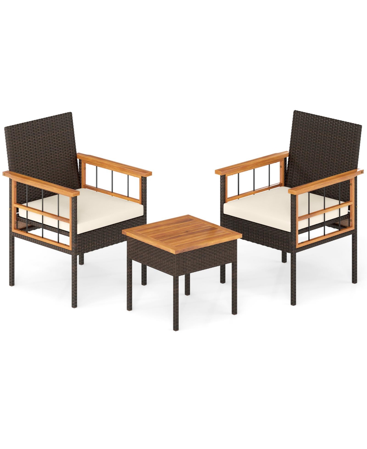Click here for Outdoor Wicker Bistro Set 3 Piece with Acacia Tabl... prices