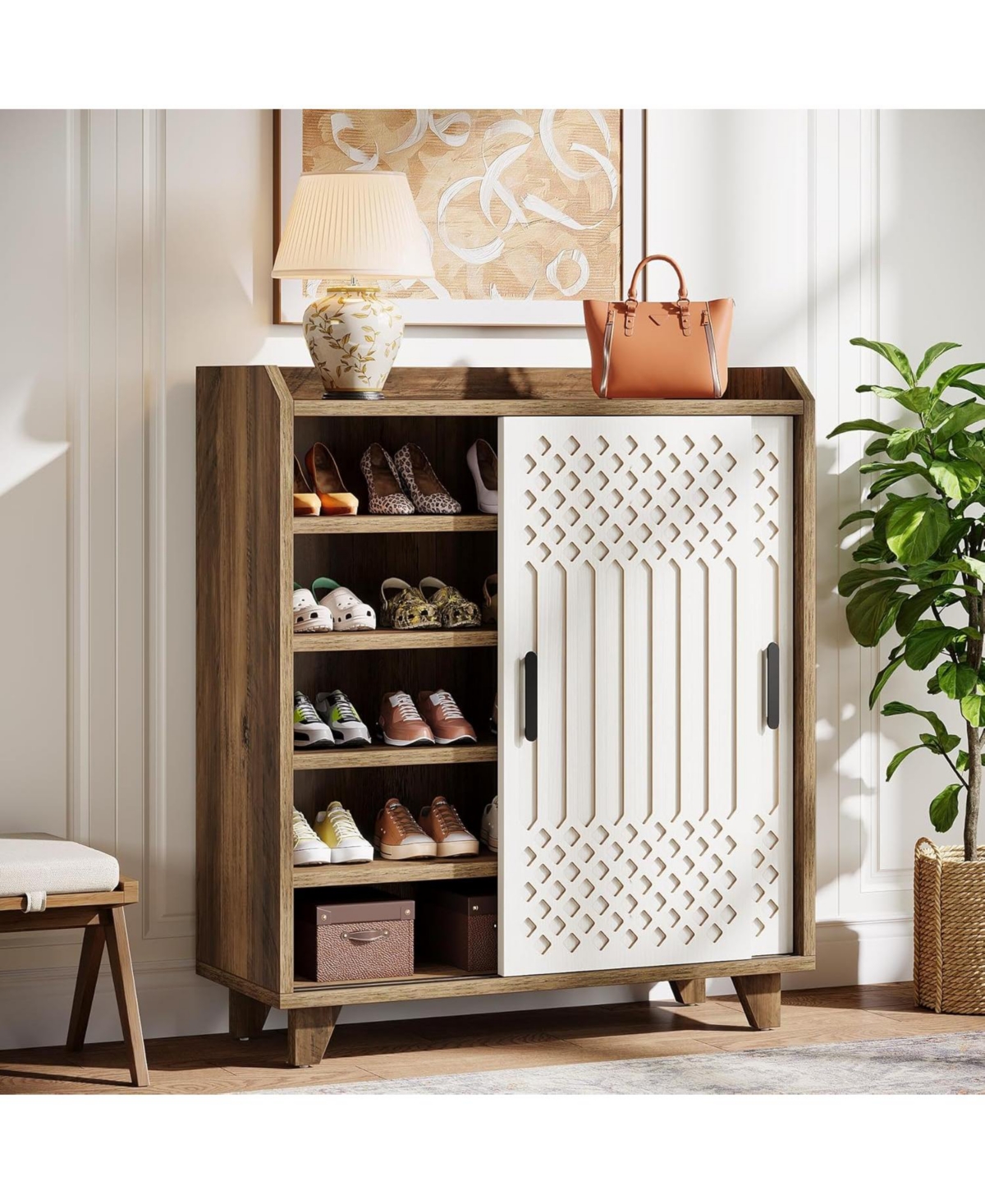 Click here for Tribesigns 1 Pc Wood Shoe Cabinet with Sliding Doo... prices