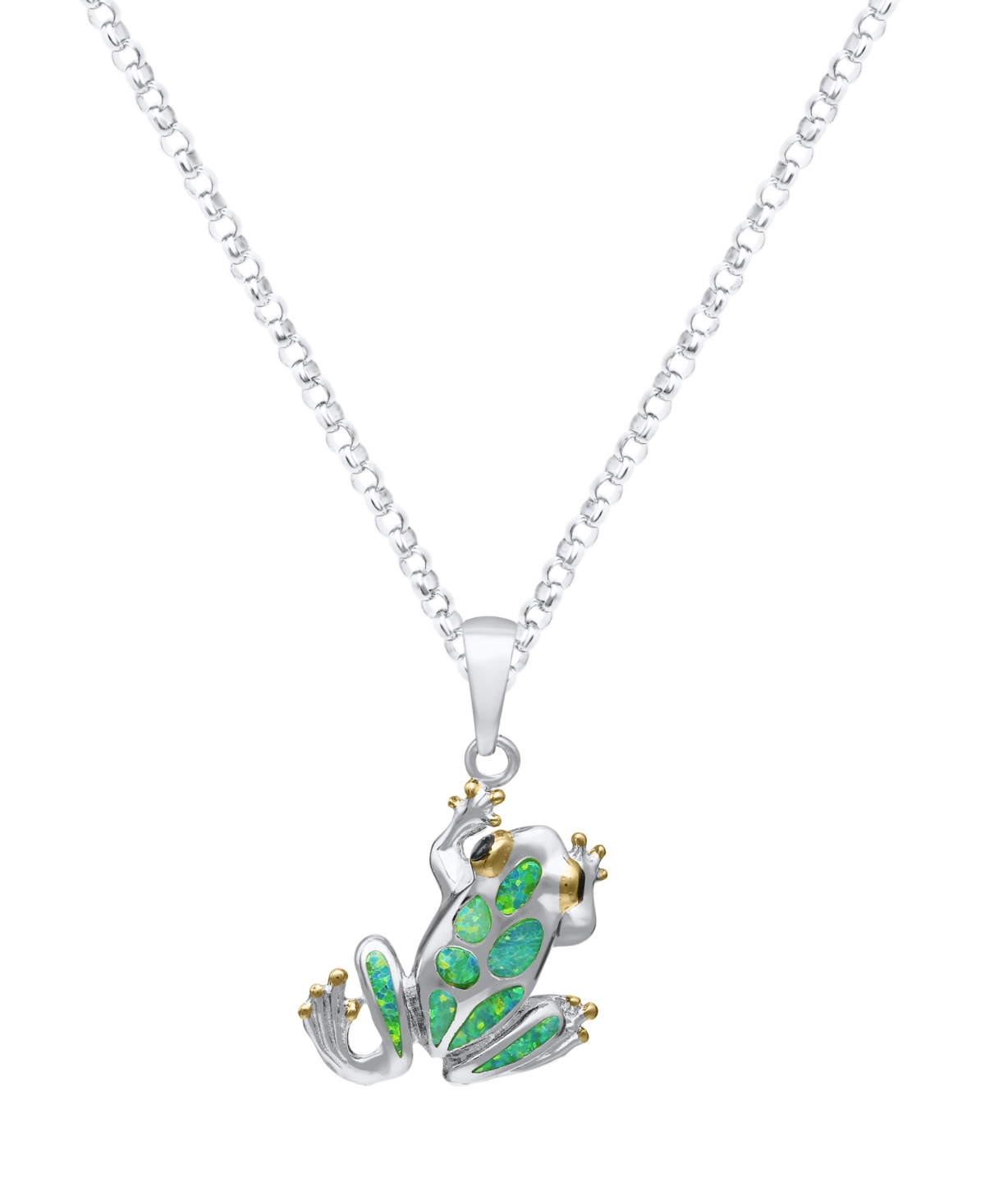 Click here for Macys Kyocera Green Opal Frog Pendant Necklace in... prices