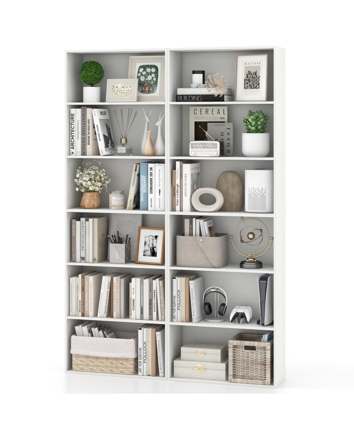 Click here for Gymax 6 Tier Bookshelf 70 Inch Tall Wooden Freesta... prices