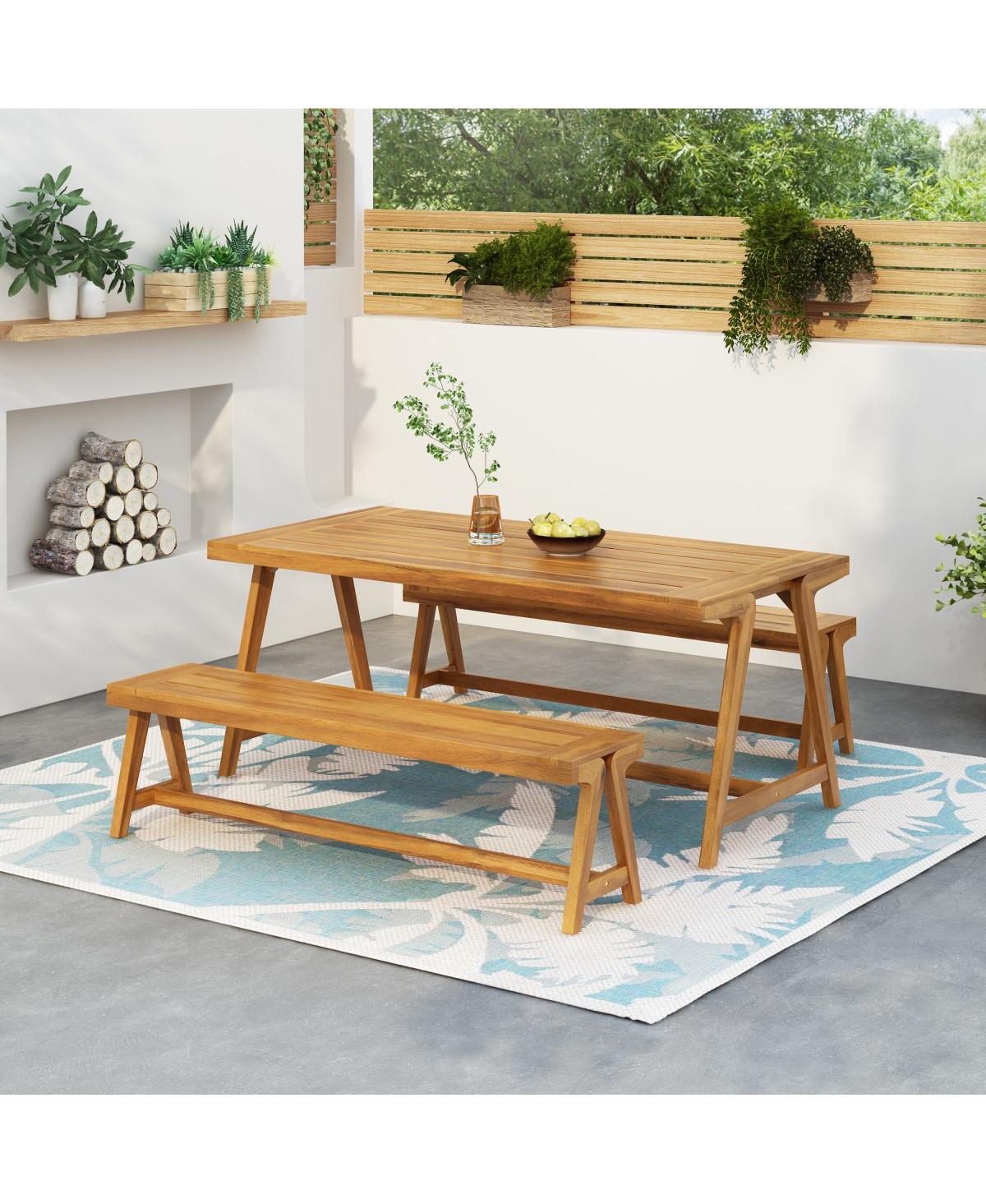 Click here for Asagikoiai 3-Piece Acacia Wood Outdoor Picnic Dini... prices