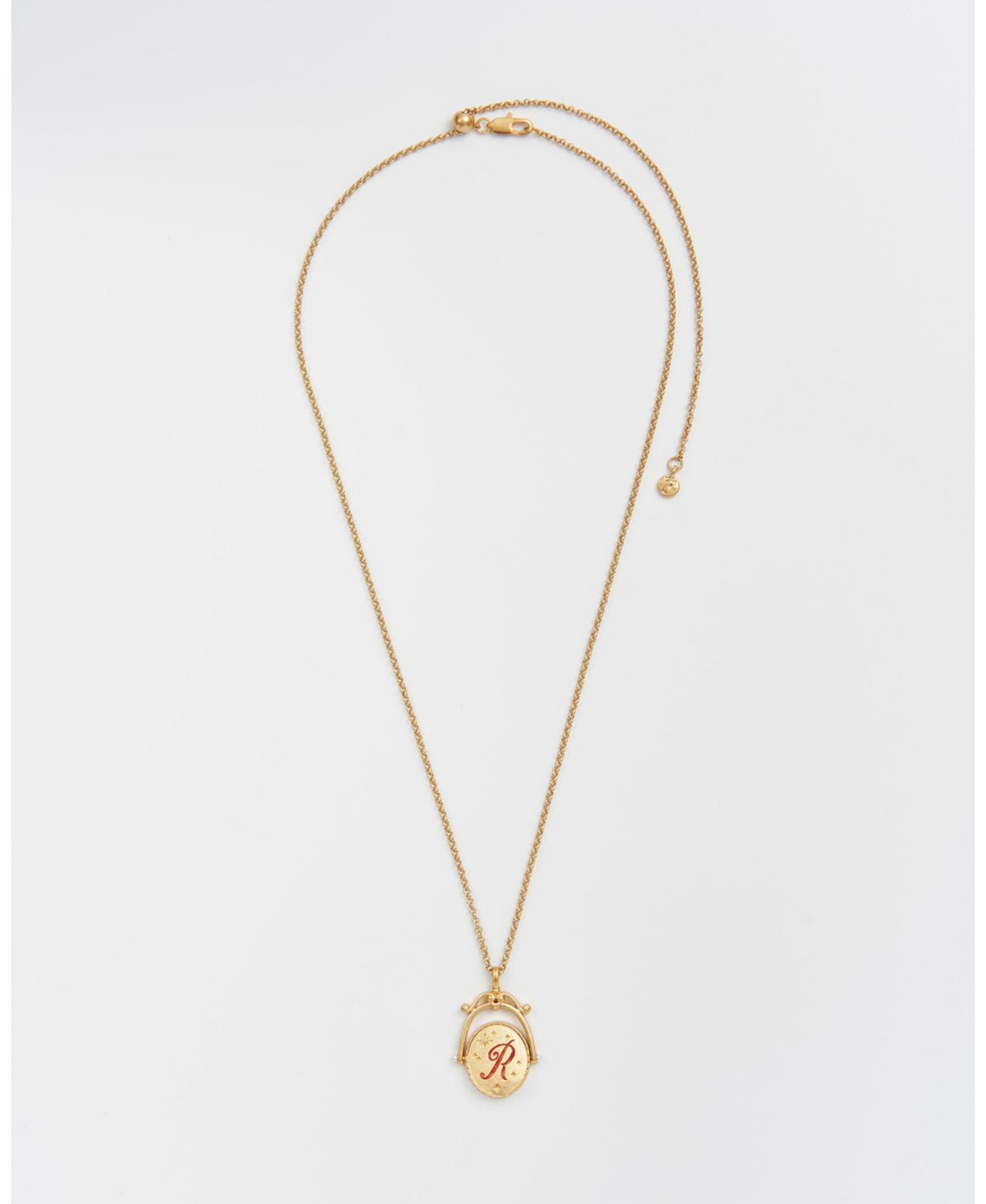 Click here for Fable England R Initial Spinner Chain Necklace - G... prices