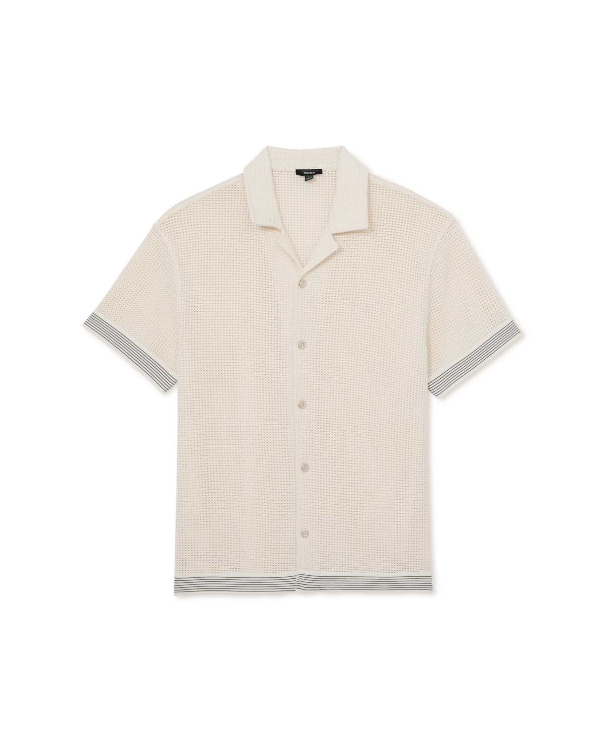 Click here for Reiss Mens Aliso Crochet Tape Cuban Shirt - Off Wh... prices