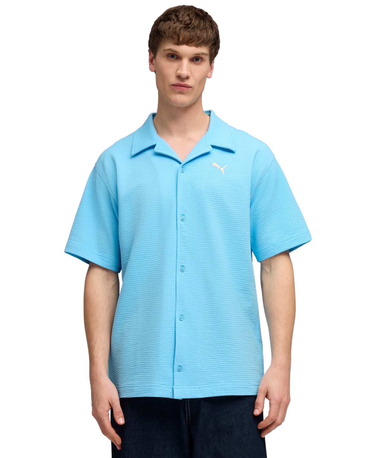 Click here for Puma Mens Essential Elevated Regular-Fit Shirt - V... prices