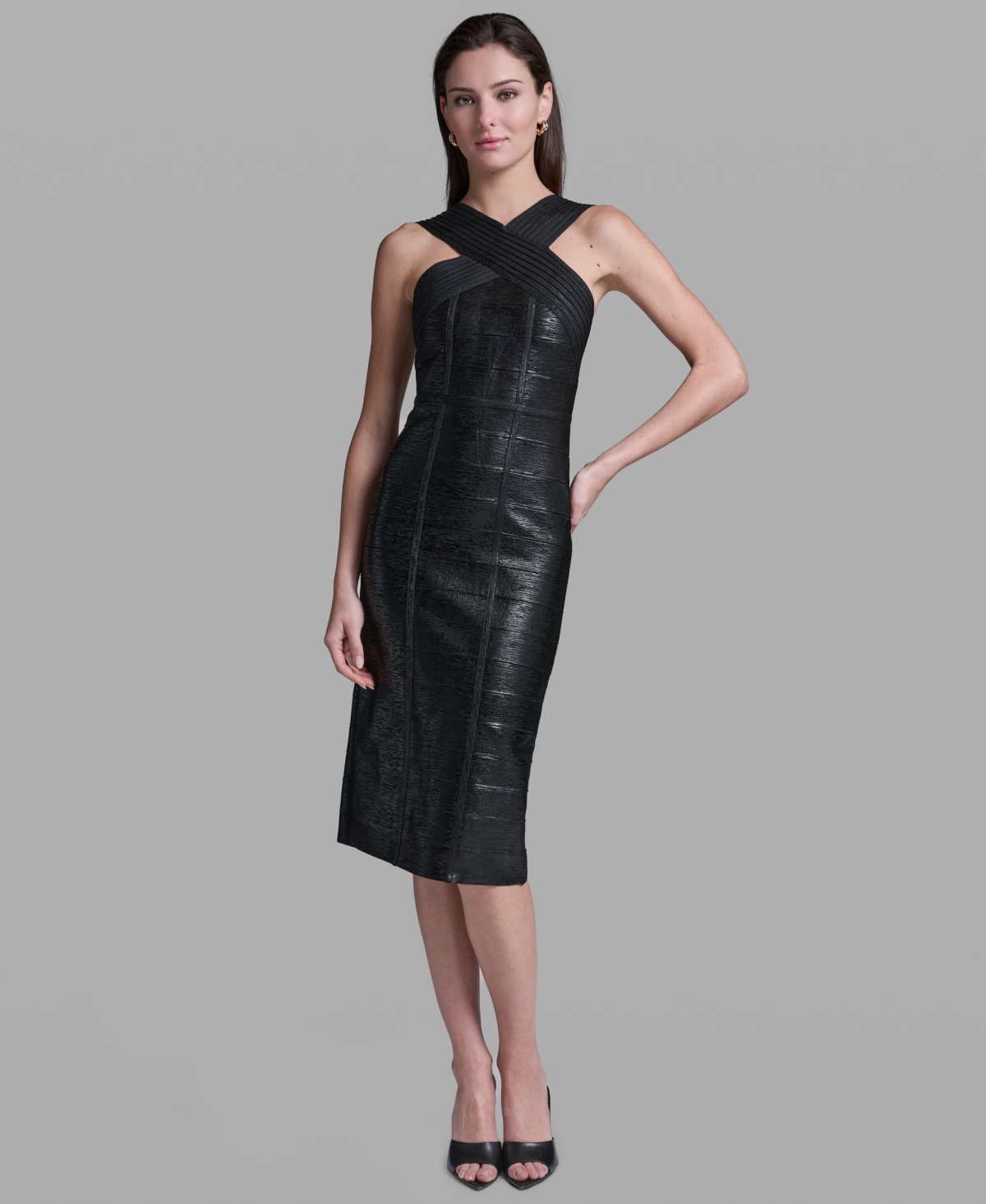 Click here for Bcbg Womens Black Bandage Midi Dress - Black/Black... prices