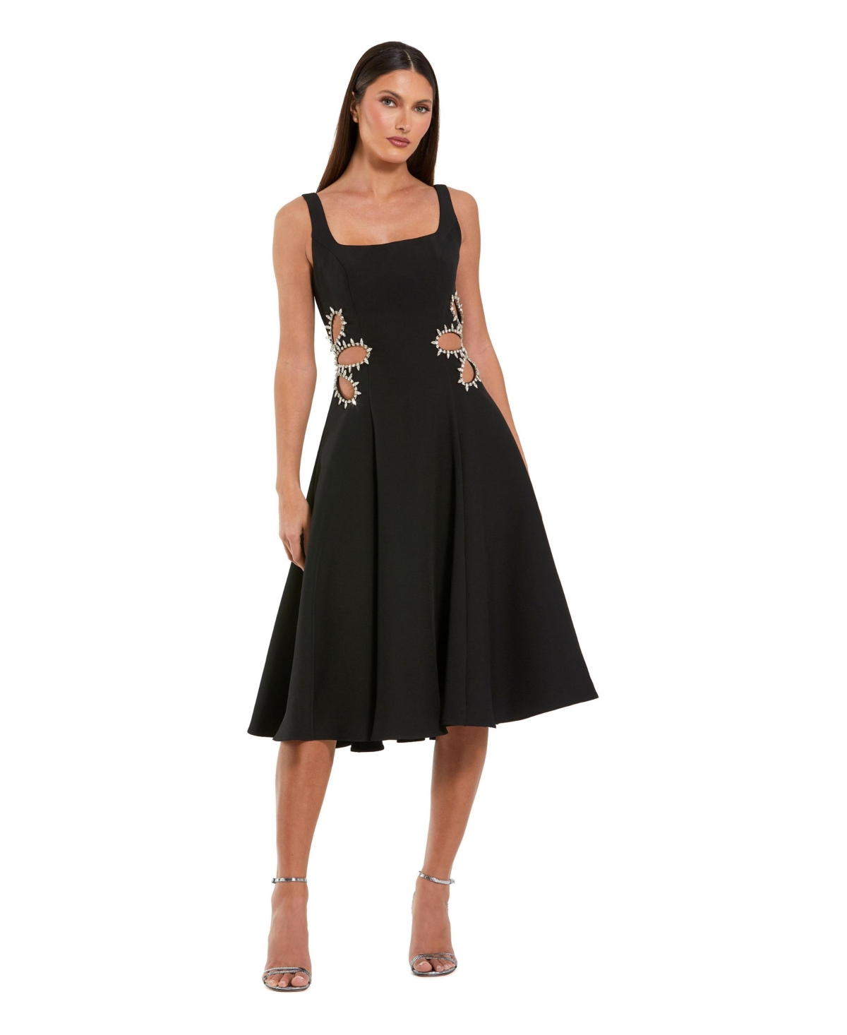 Click here for Mac Duggal Womens Sleeveless Crepe Rhinestone Cuto... prices