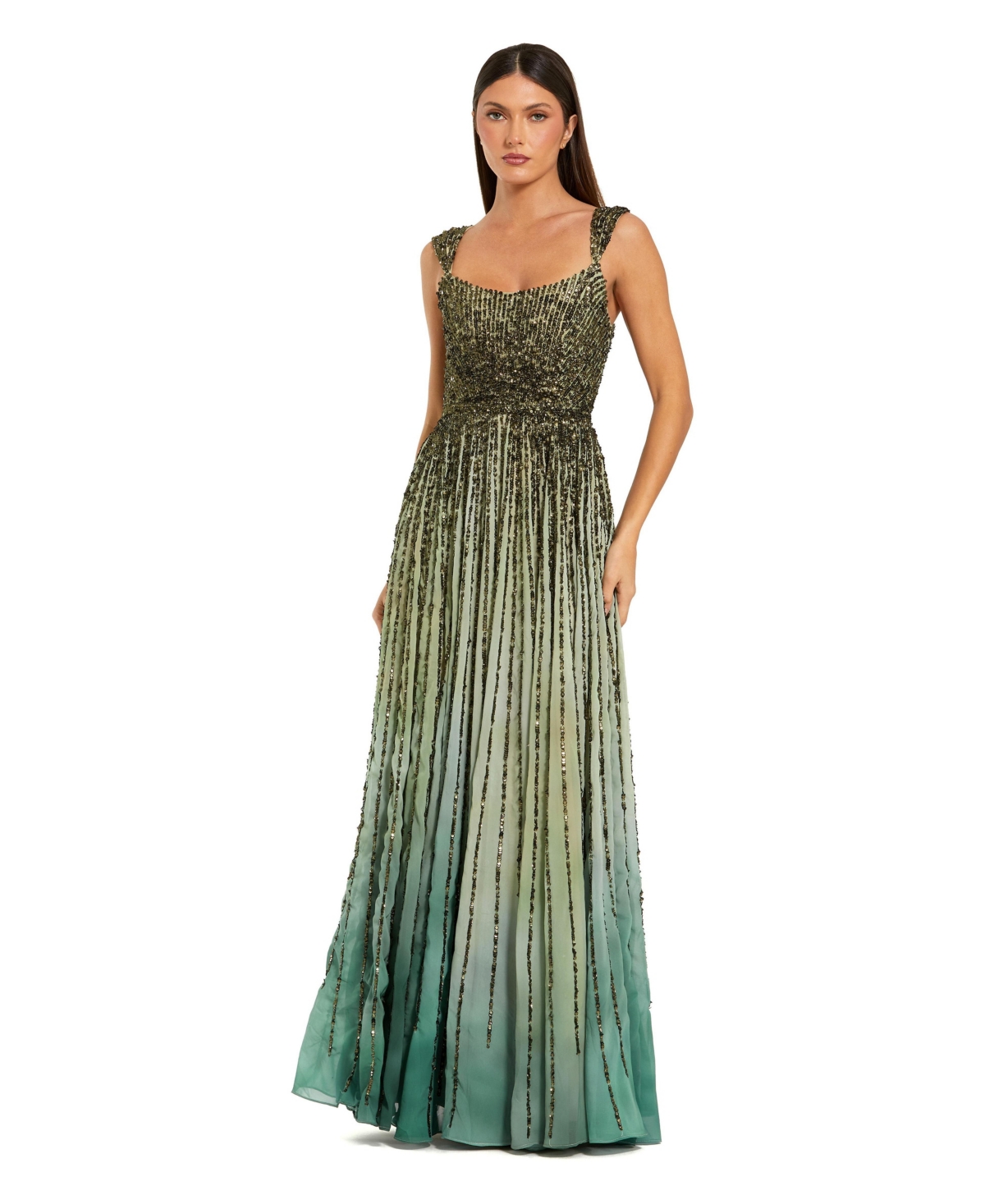 Click here for Mac Duggal Petite Ombre Beaded Scoop Neck A-Line G... prices