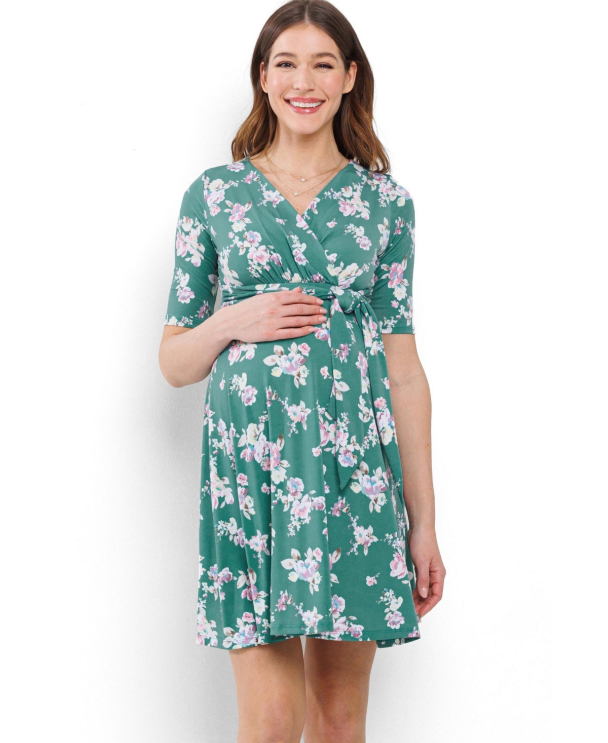Click here for Hello Miz Maternity Floral V Neck Wrap Nursing Dre... prices