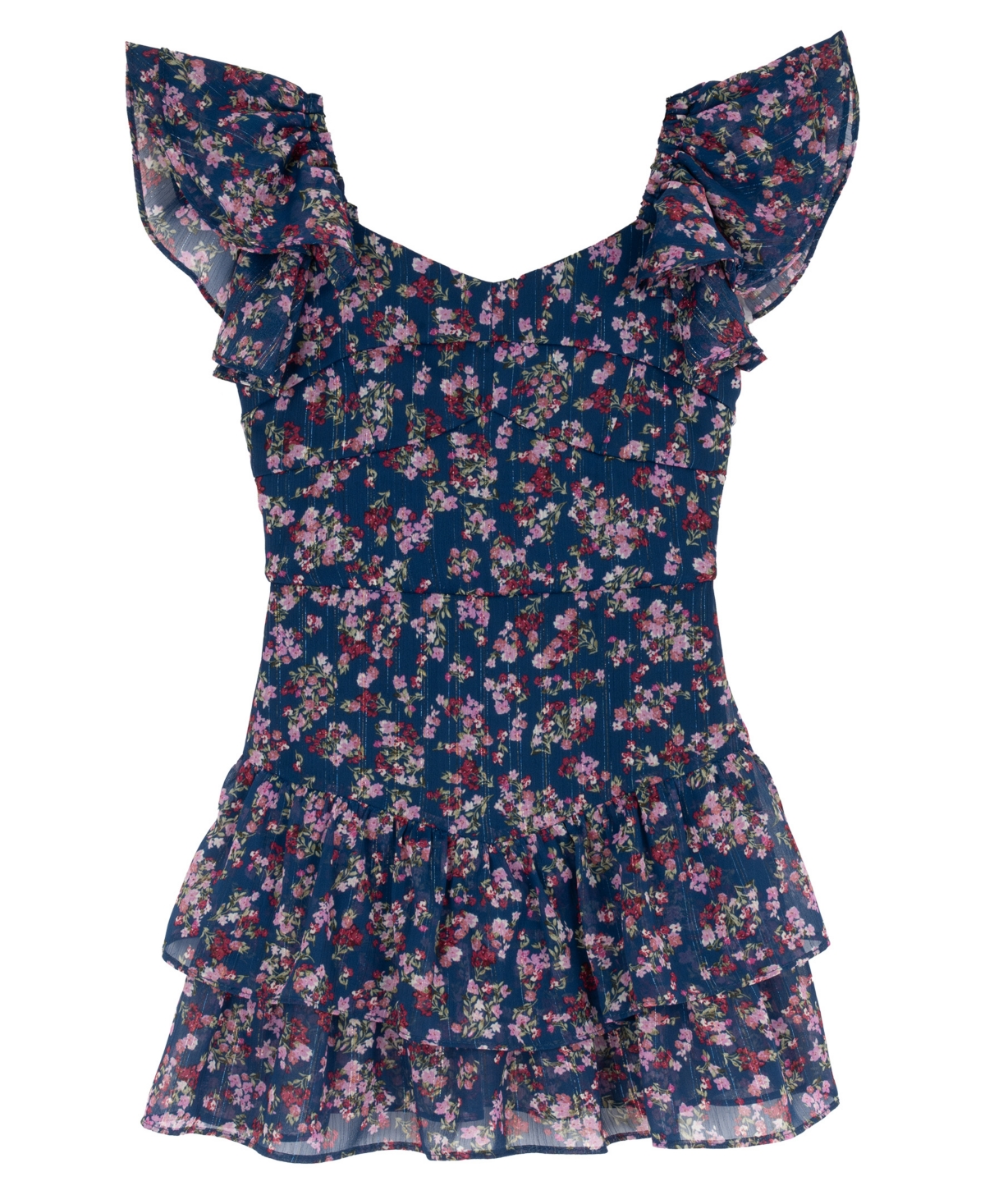 Click here for Rare Editions Girls 7-16 Floral Lurex Stripe Chiff... prices