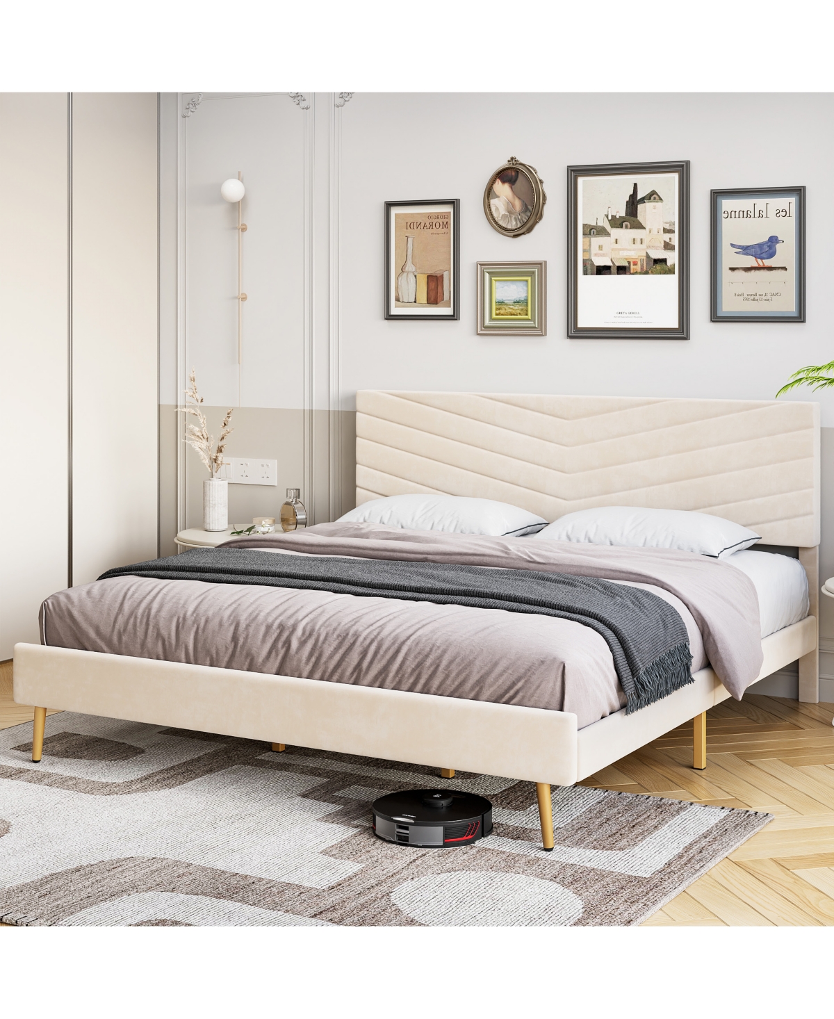Click here for homfan Adjustable Soft Headboard Upholstered Bed F... prices