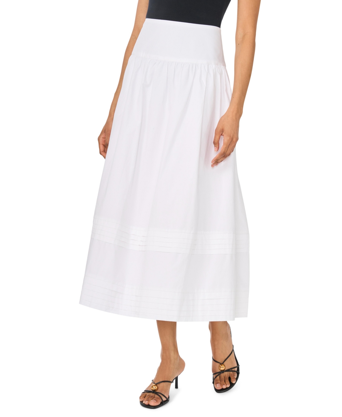Click here for 1.state Womens Pleated Hem Midi Skirt - Ultra Whit... prices