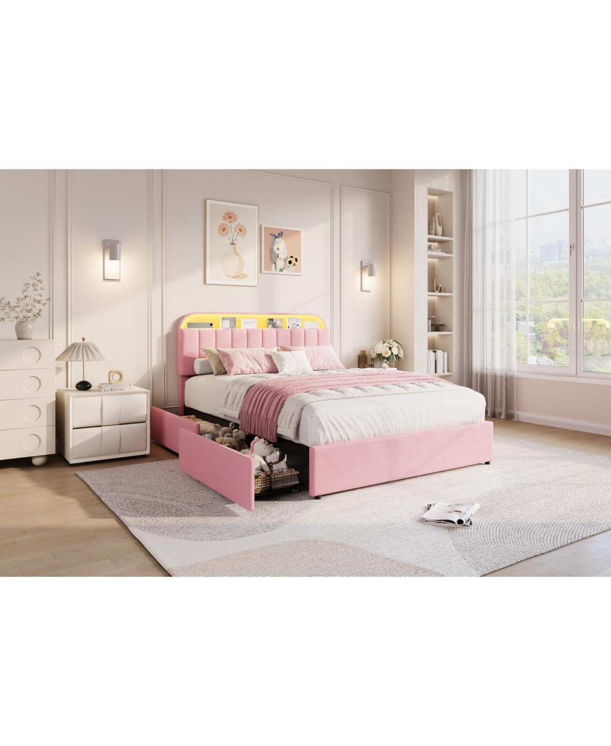 Click here for gaomon Bed Frame with Storage Headboard  Kids Bed... prices