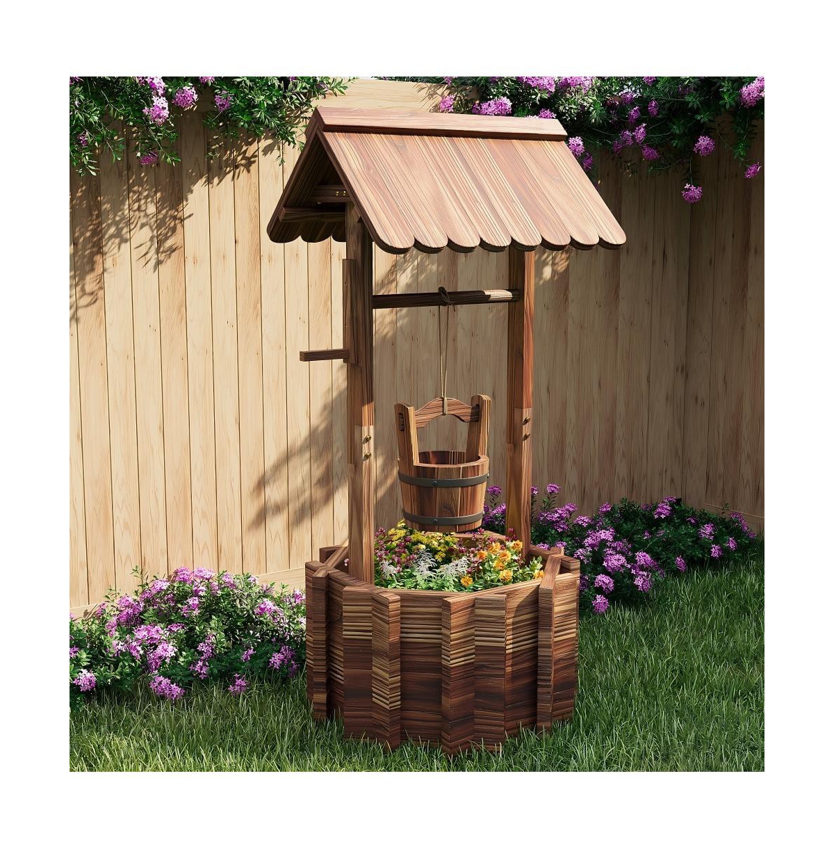 Click here for Aoxun 22-Inch Cedar Wood Flower Pot in with Carbon... prices