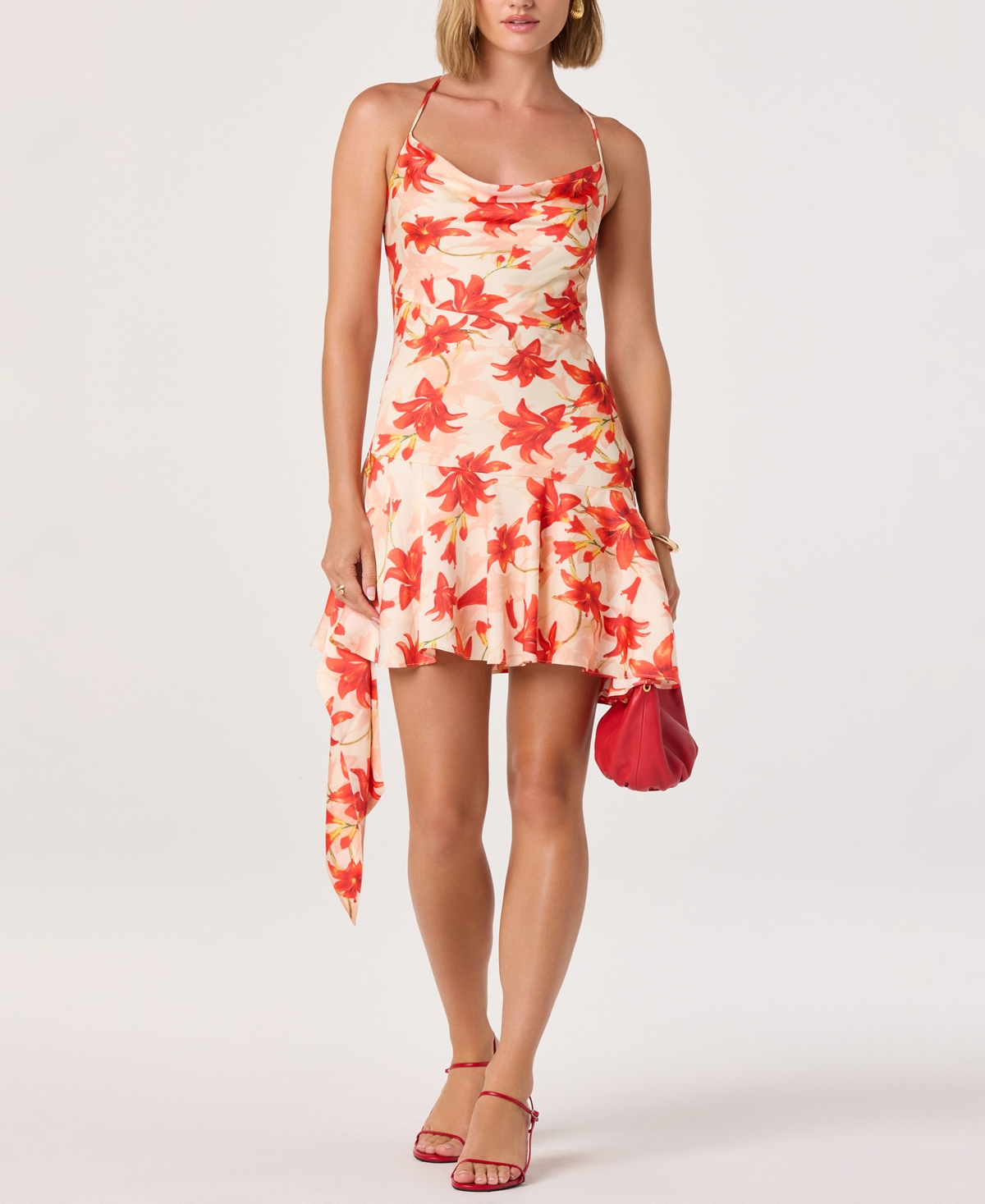 Click here for Astr the Label Womens Cowl Neck Dress - Tangerine prices