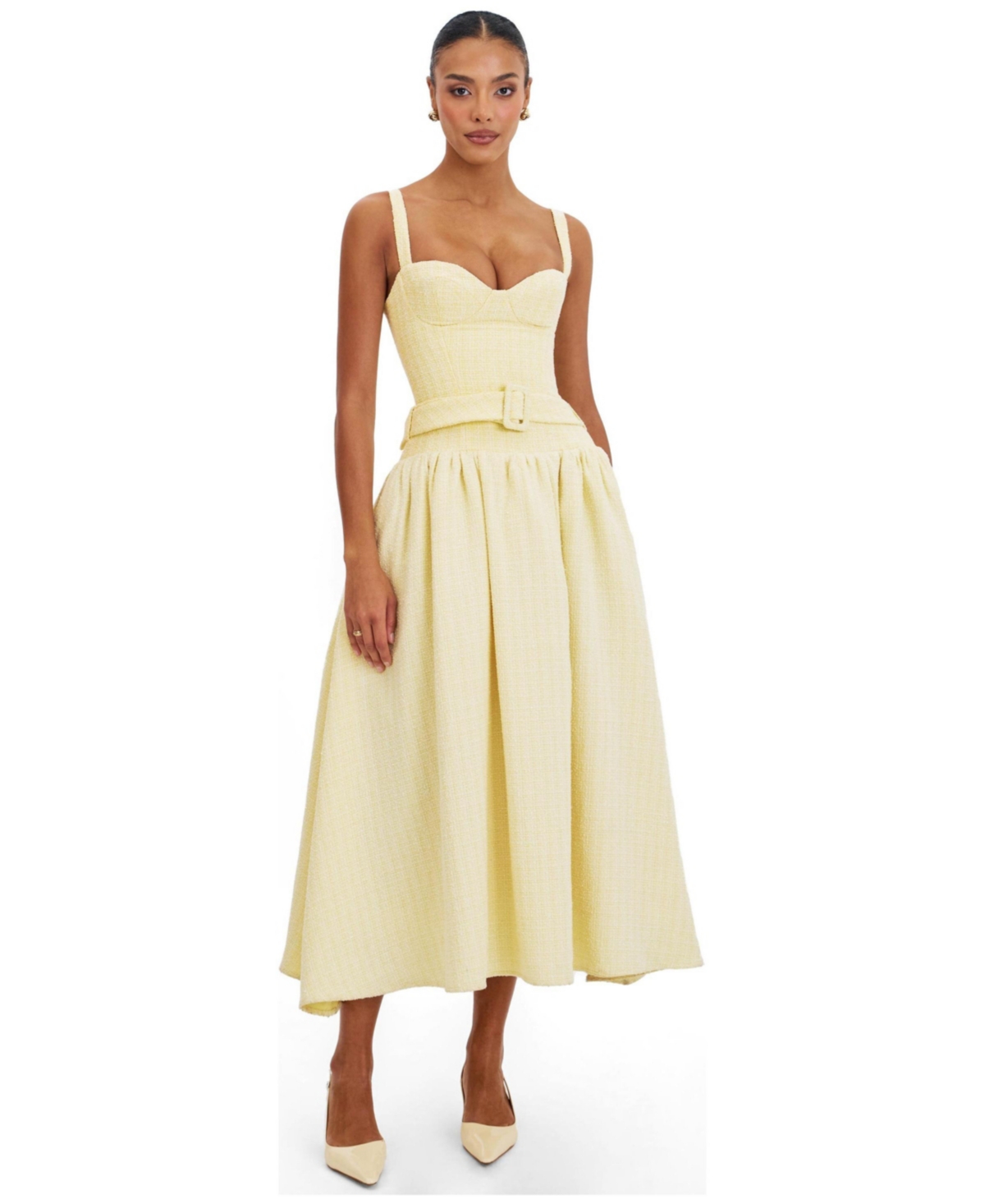 Click here for Miss Circle Womens Tiana Butter Yellow Sweetheart... prices