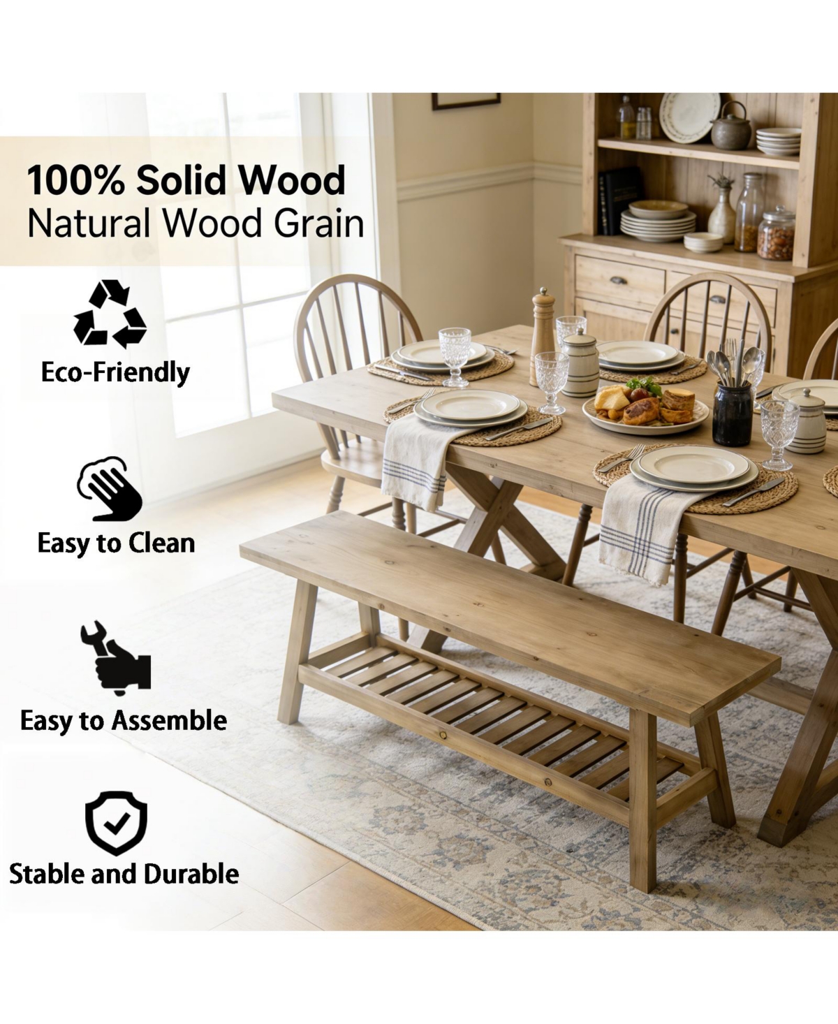 Click here for flynama 43 Distressed Farmhouse Solid Wood 2-Tier... prices
