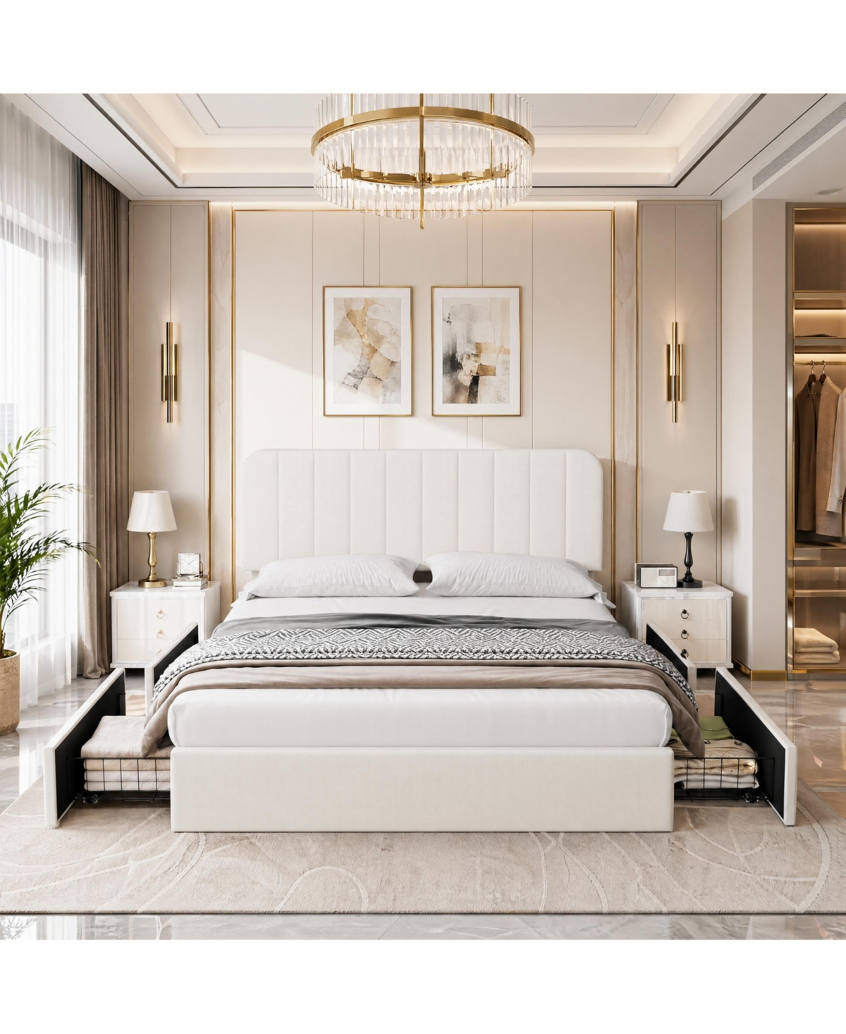 Click here for Homfan Bed Frame Heavy Duty Slats with 2 Storage -... prices