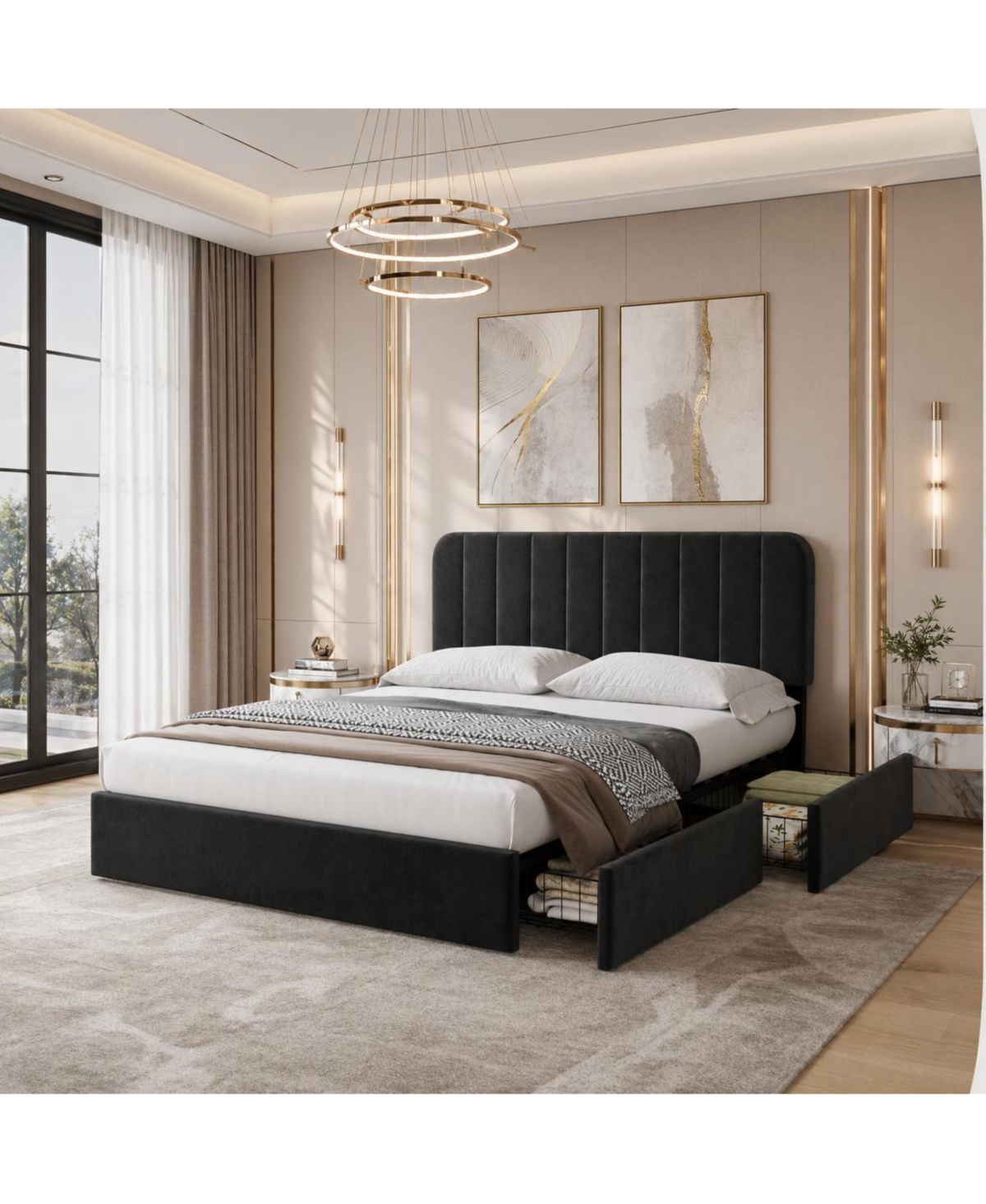 Click here for Homfan Bed Frame Heavy Duty Slats with 2 Storage -... prices
