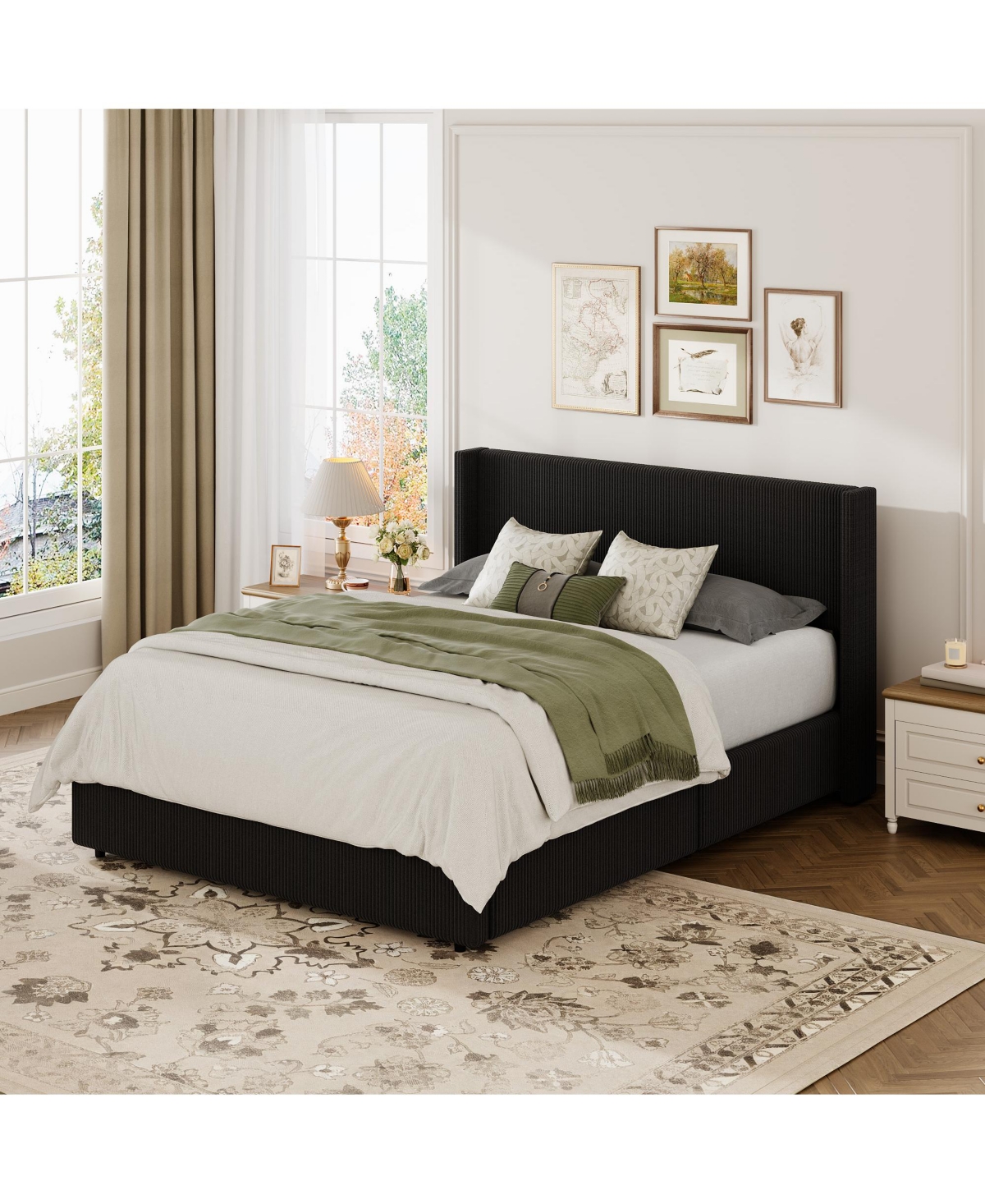 Click here for homfan Lift Up Storage Bed  Modern Corduroy Uphols... prices