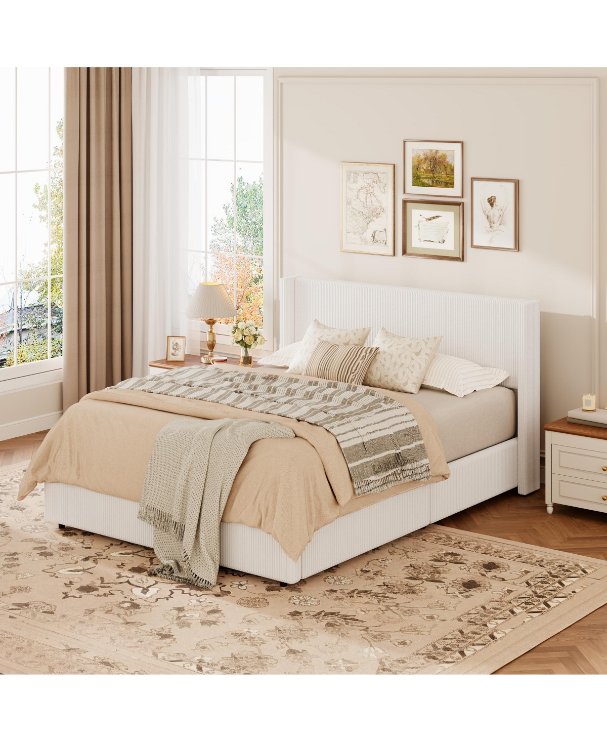 Click here for homfan Lift Up Storage Bed  Modern Corduroy Uphols... prices
