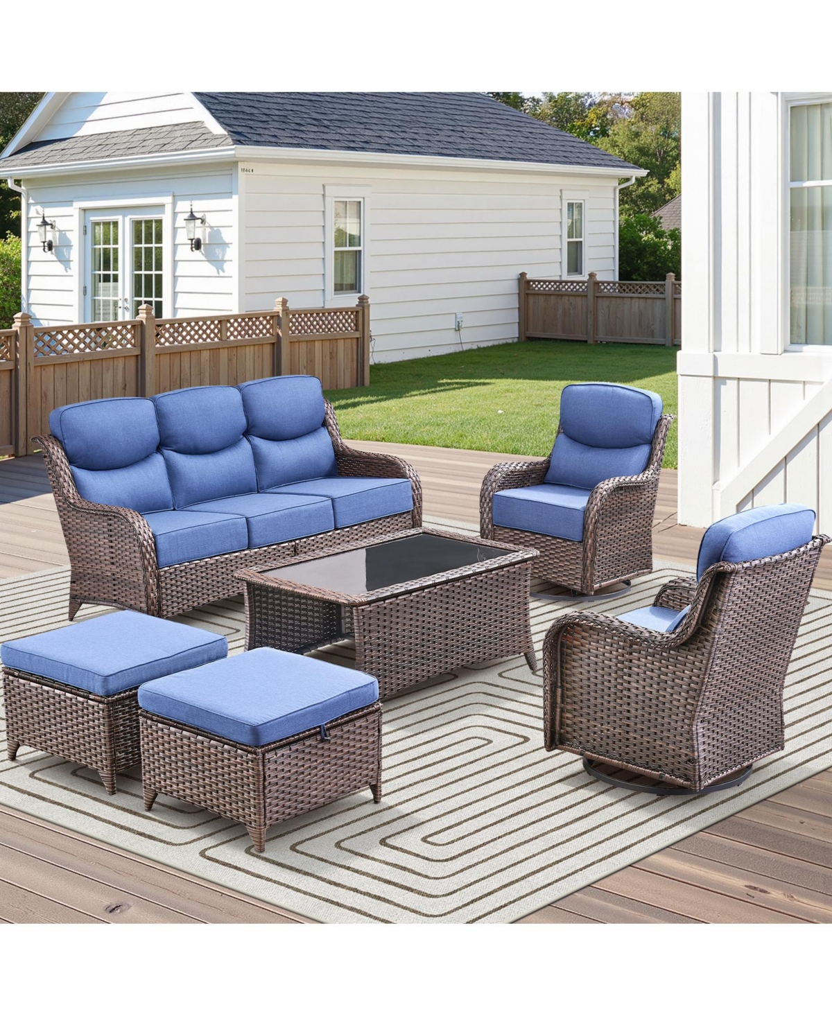 Click here for Pocassy 6 Pieces Outdoor Furniture Set Wicker Outd... prices