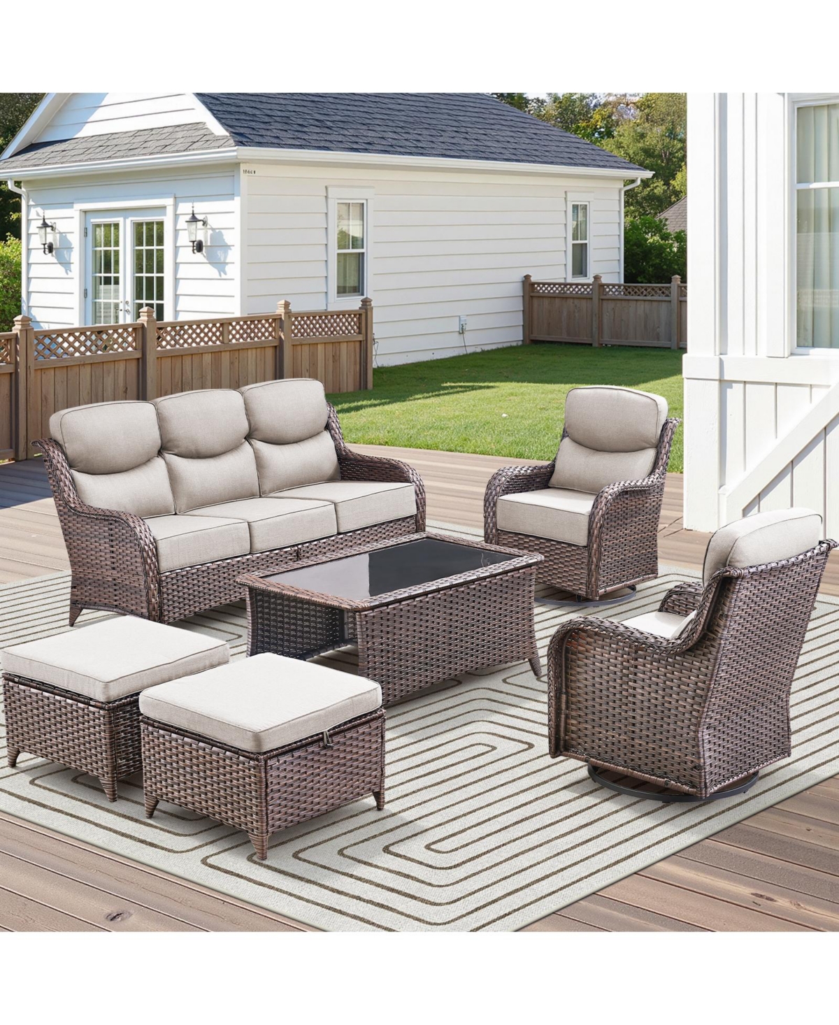 Click here for Pocassy 6 Pieces Outdoor Furniture Set Wicker Outd... prices