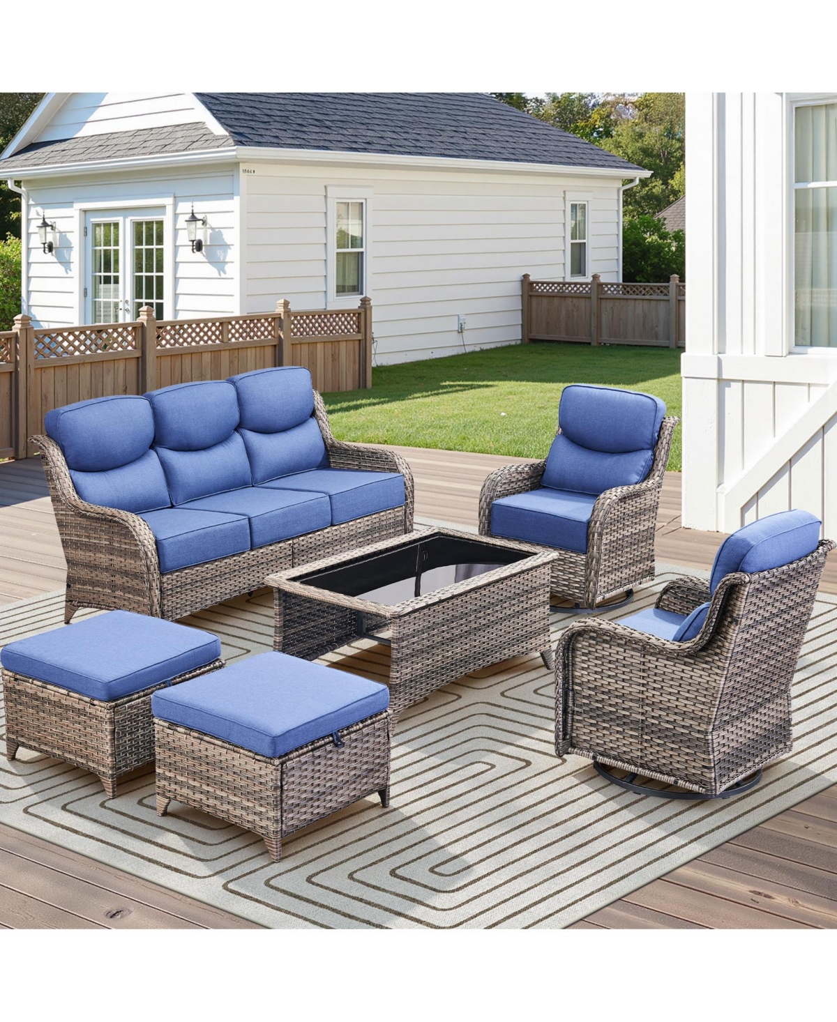 Click here for Pocassy 6 Pieces Outdoor Furniture Set Wicker Outd... prices