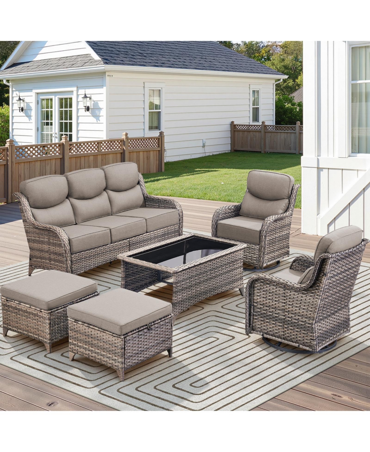 Click here for Pocassy 6 Pieces Outdoor Furniture Set Wicker Outd... prices