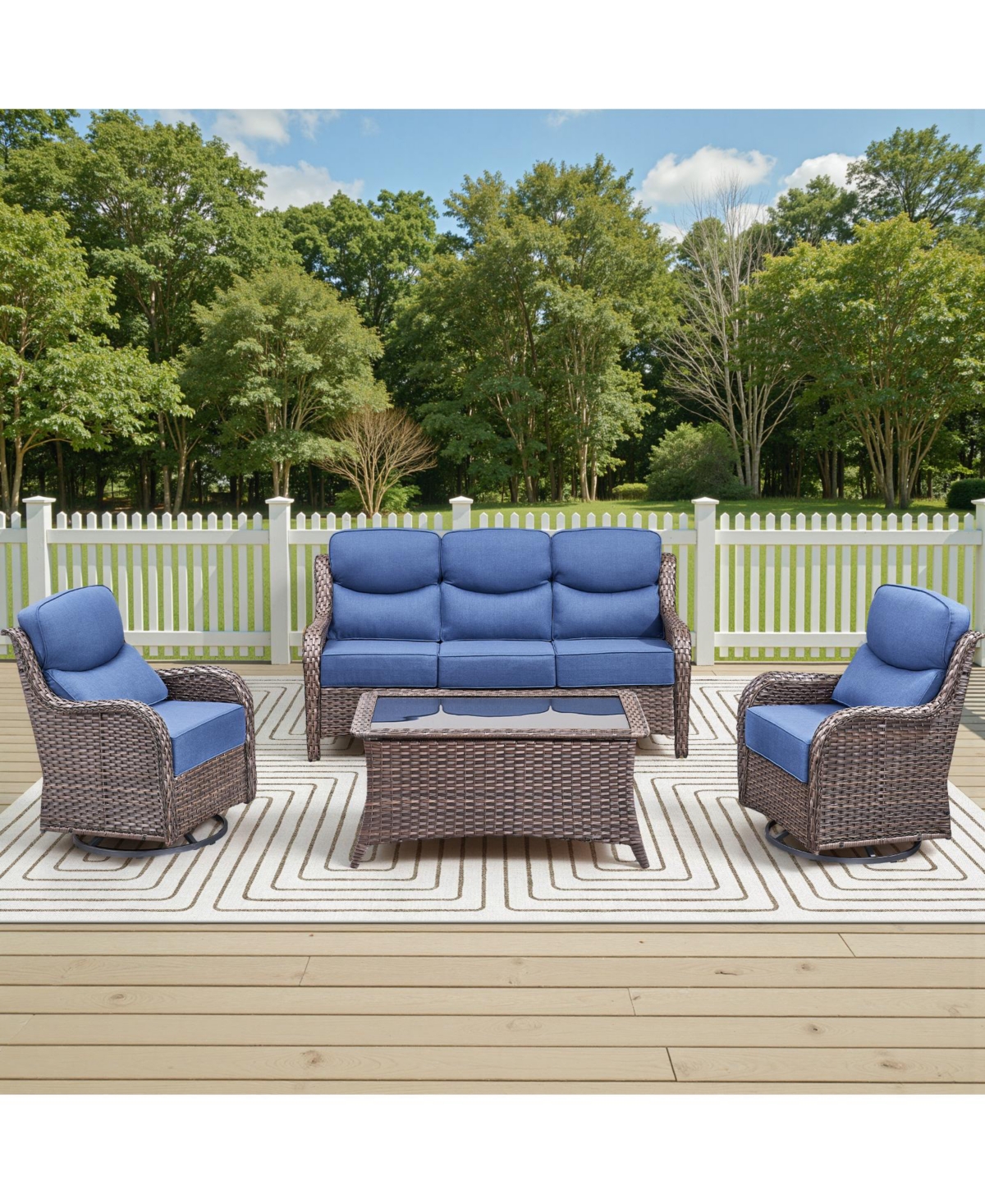 Click here for Pocassy High Back Patio Furniture Set with Swivel... prices