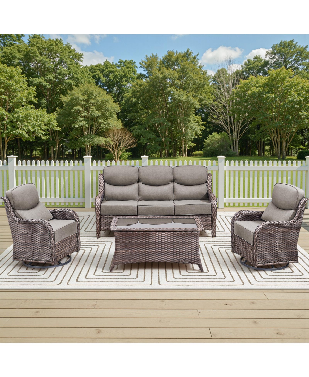 Click here for Pocassy High Back Patio Furniture Set with Swivel... prices