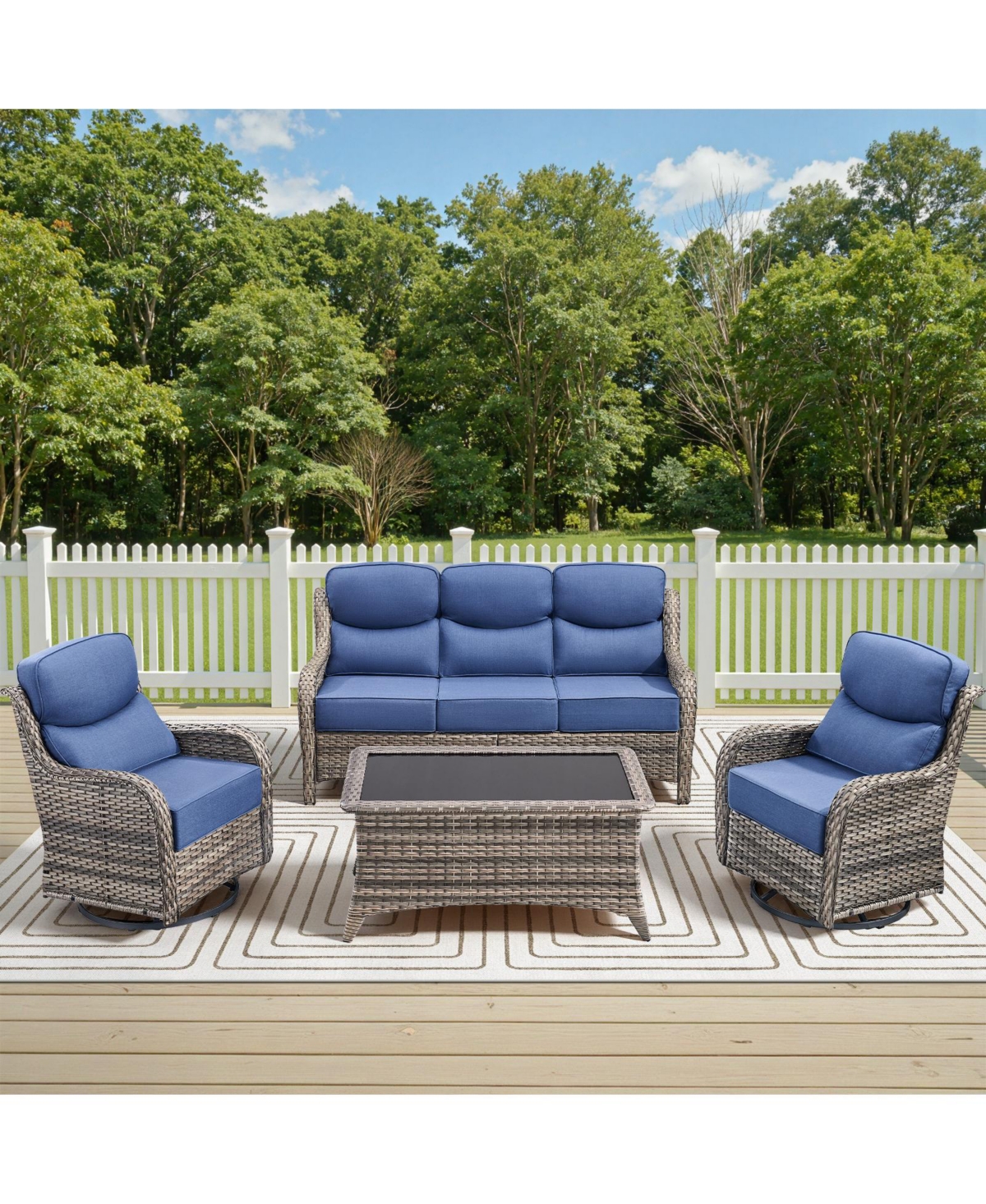 Click here for Pocassy High Back Patio Furniture Set with Swivel... prices