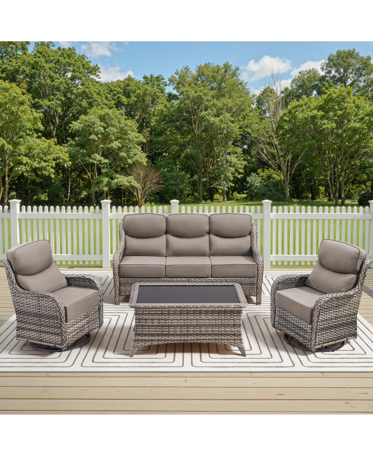 Click here for Pocassy High Back Patio Furniture Set with Swivel... prices
