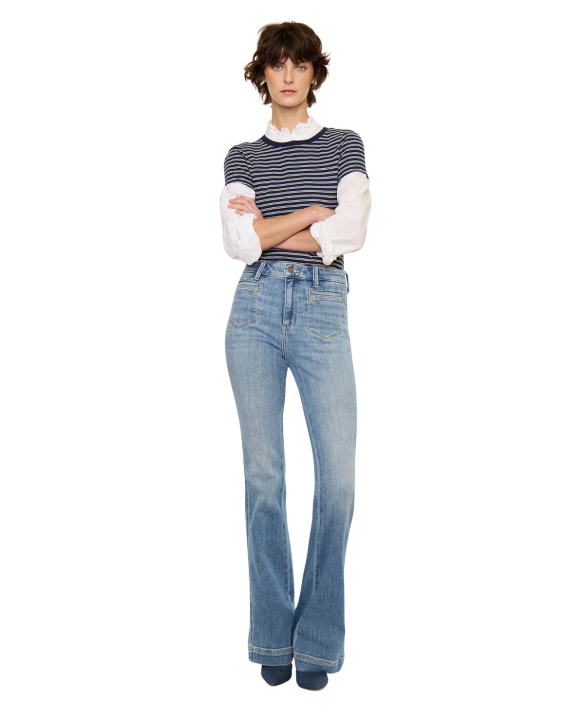 Click here for KanCan Womens Rachel High Rise Flare Jeans - Mediu... prices