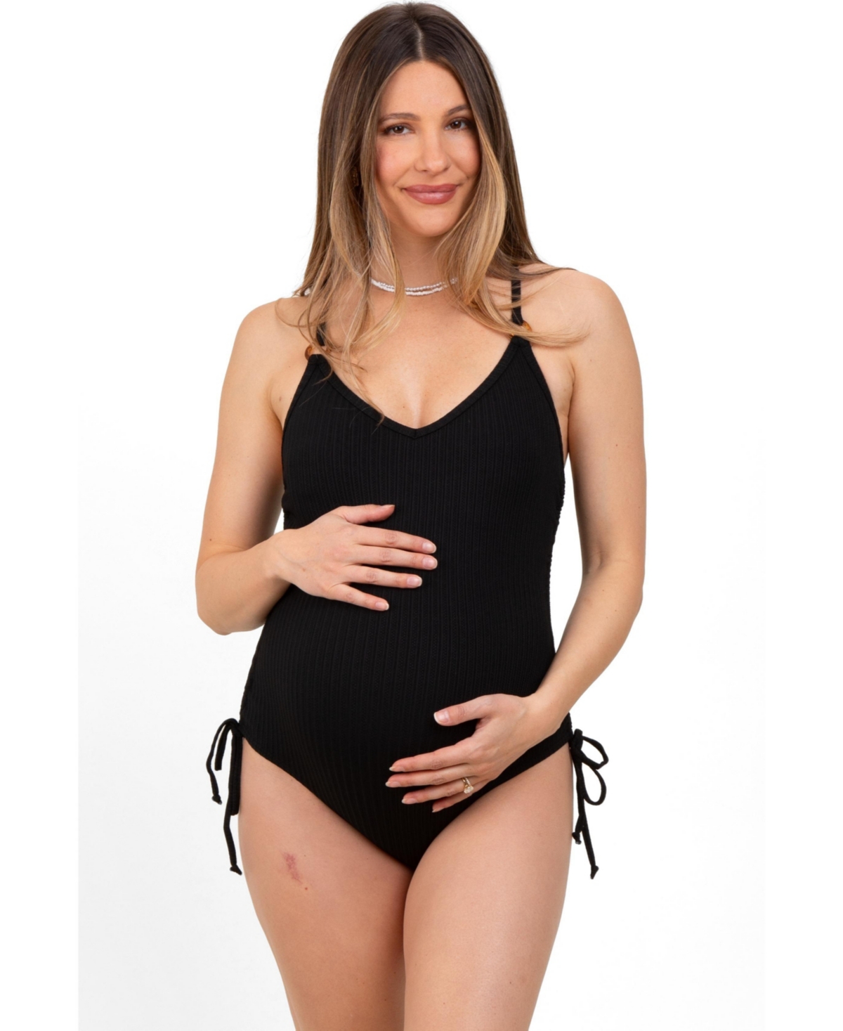Click here for Pinkblush Maternity Ribbed O-Ring Strap Side Tie S... prices