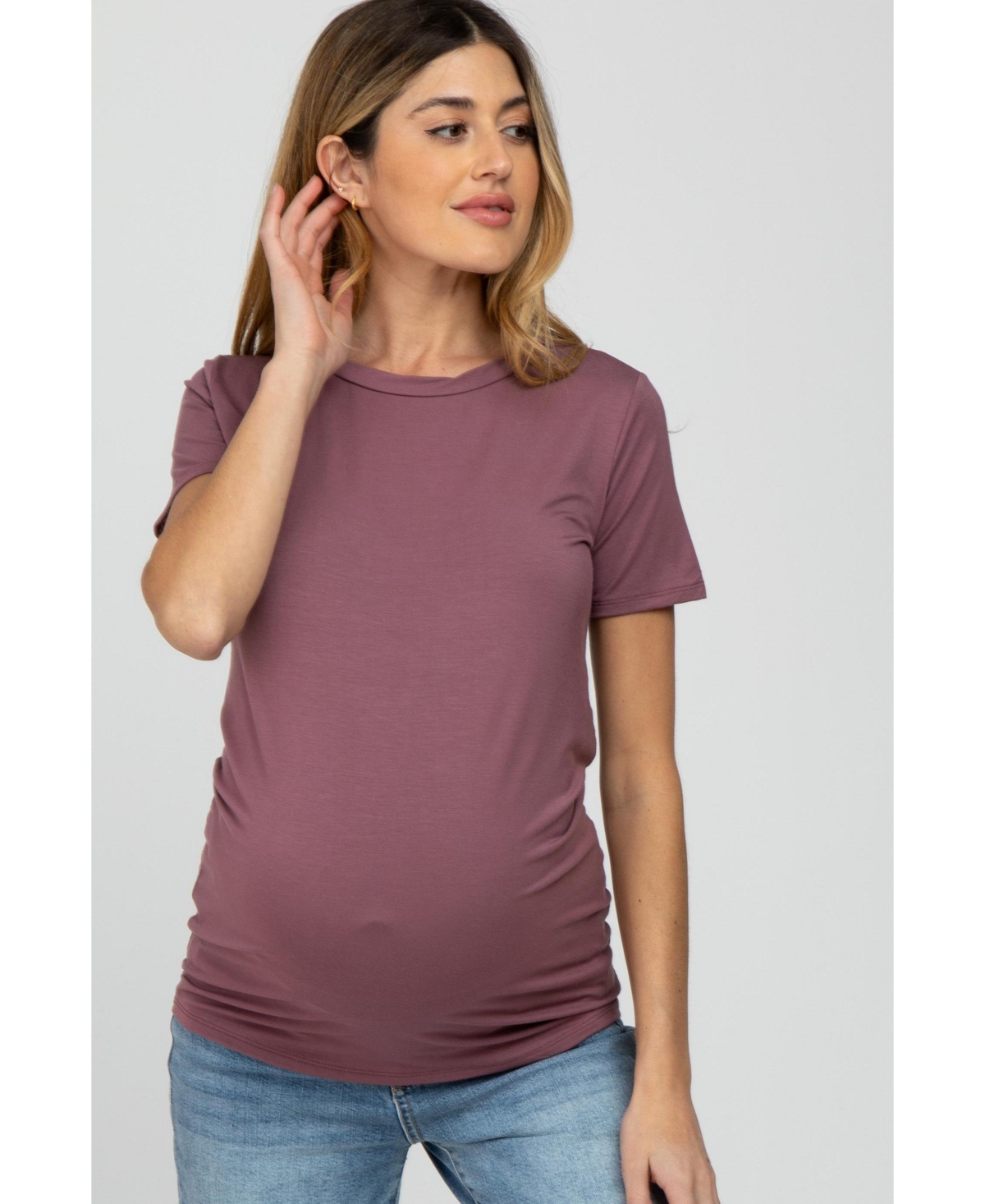 Click here for Pinkblush Maternity Blue Basic Short Sleeve Top -... prices