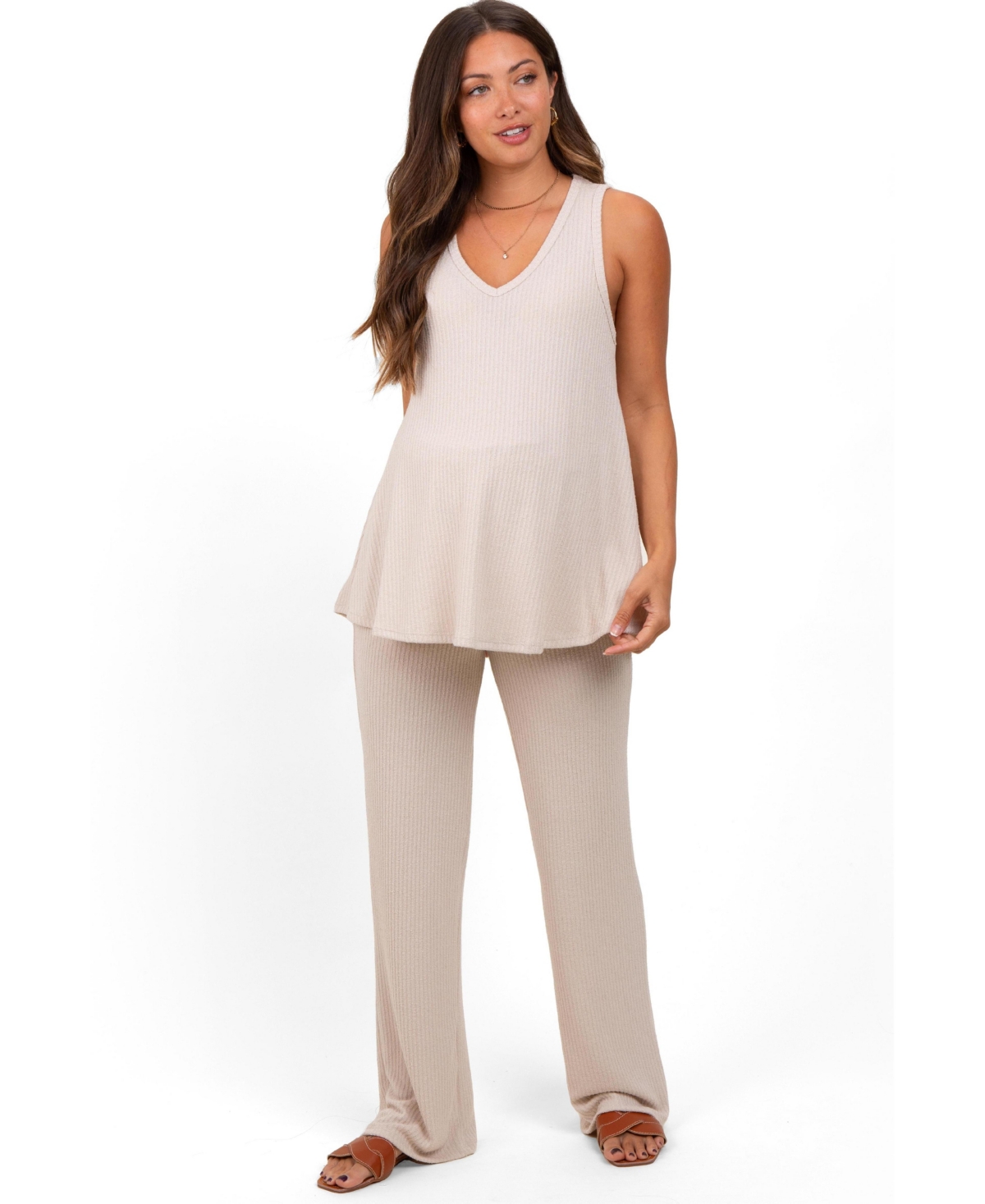 Click here for Pinkblush Maternity Rib Knit Tank and Pant Set - C... prices
