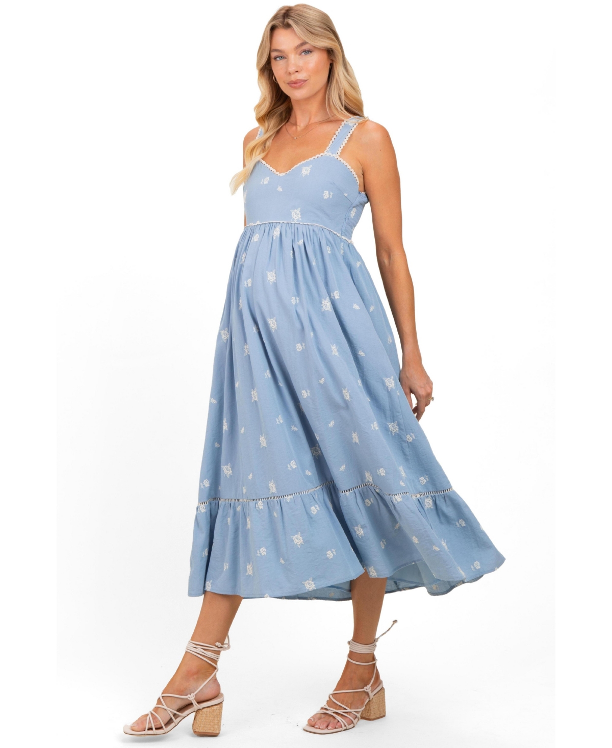 Click here for Pinkblush Maternity Light Blue Vintage Floral Smoc... prices