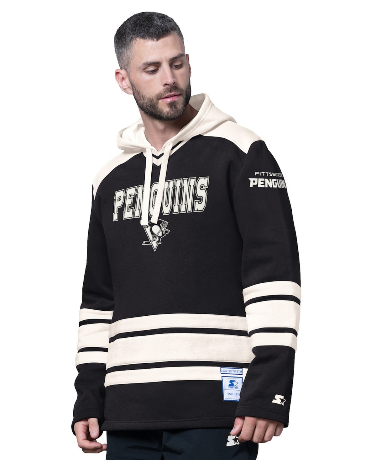 Click here for Starter Mens Black Pittsburgh Penguins Slapshot Fa... prices