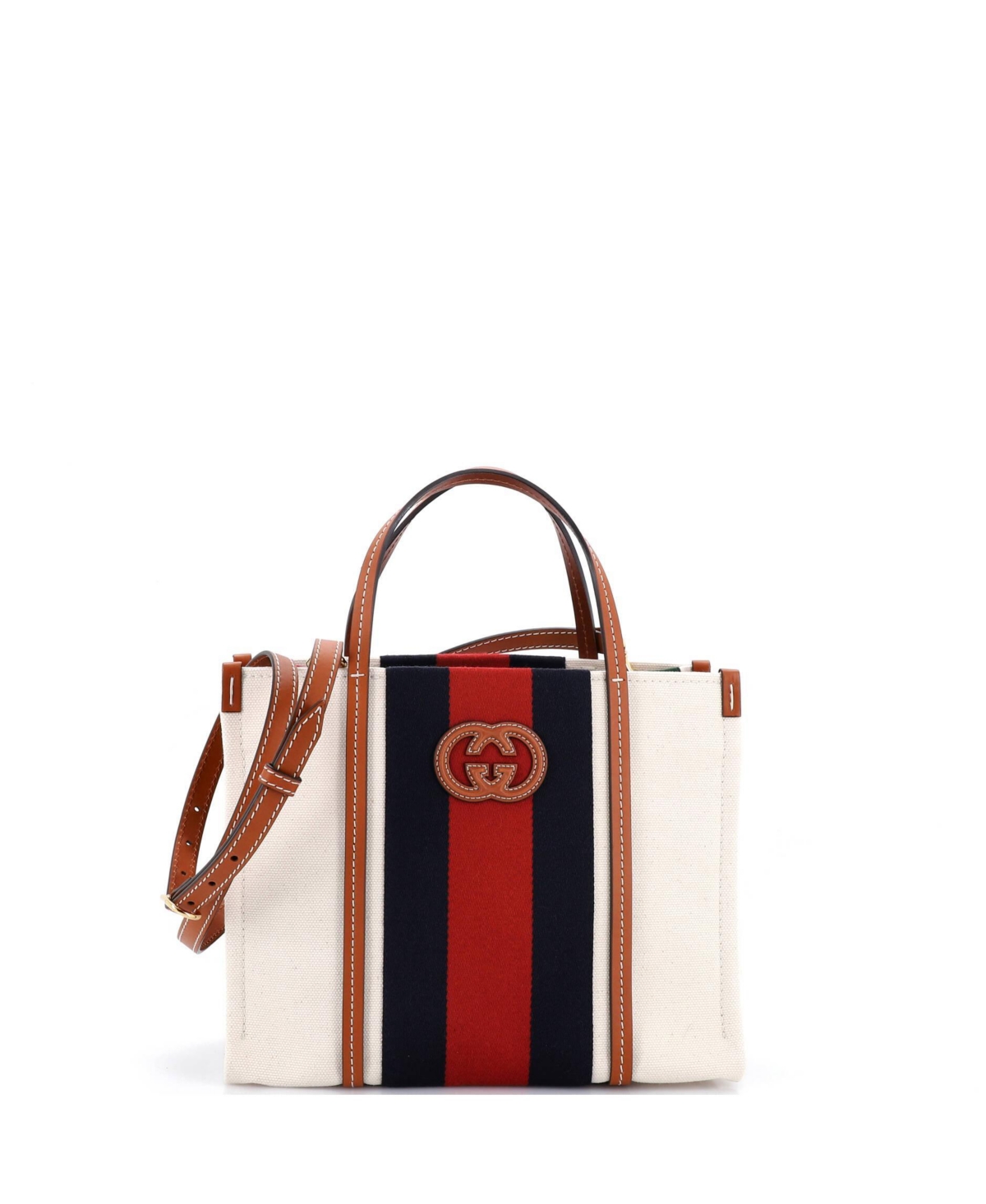 Click here for Pre-Owned Gucci Small Interlocking G Web Tote Canv... prices