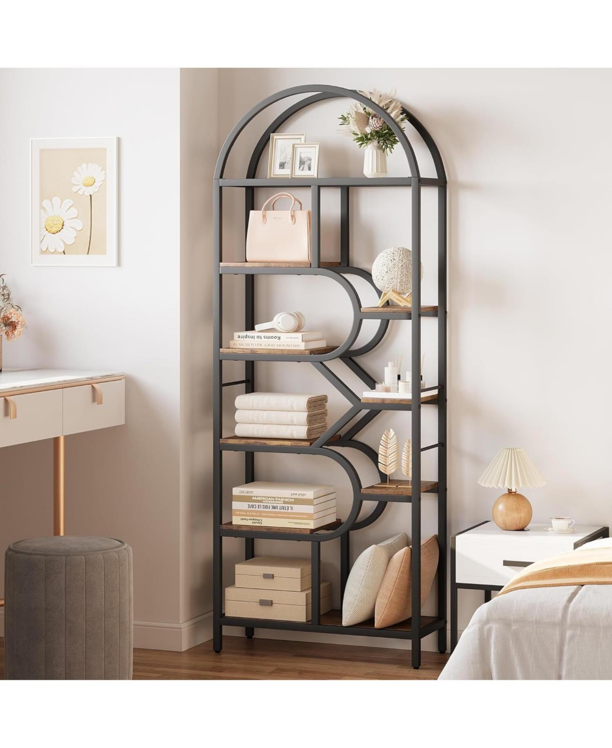 Click here for gaomon 6 Tier Tall Open Arched Bookshelf Metal Fra... prices