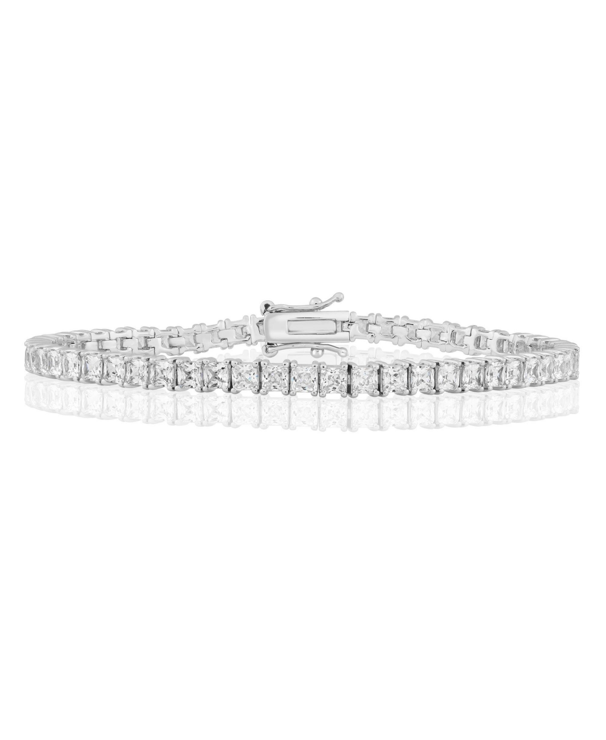 Click here for Simona Elegant 4mm Square Cz Tennis Bracelet - Sil... prices
