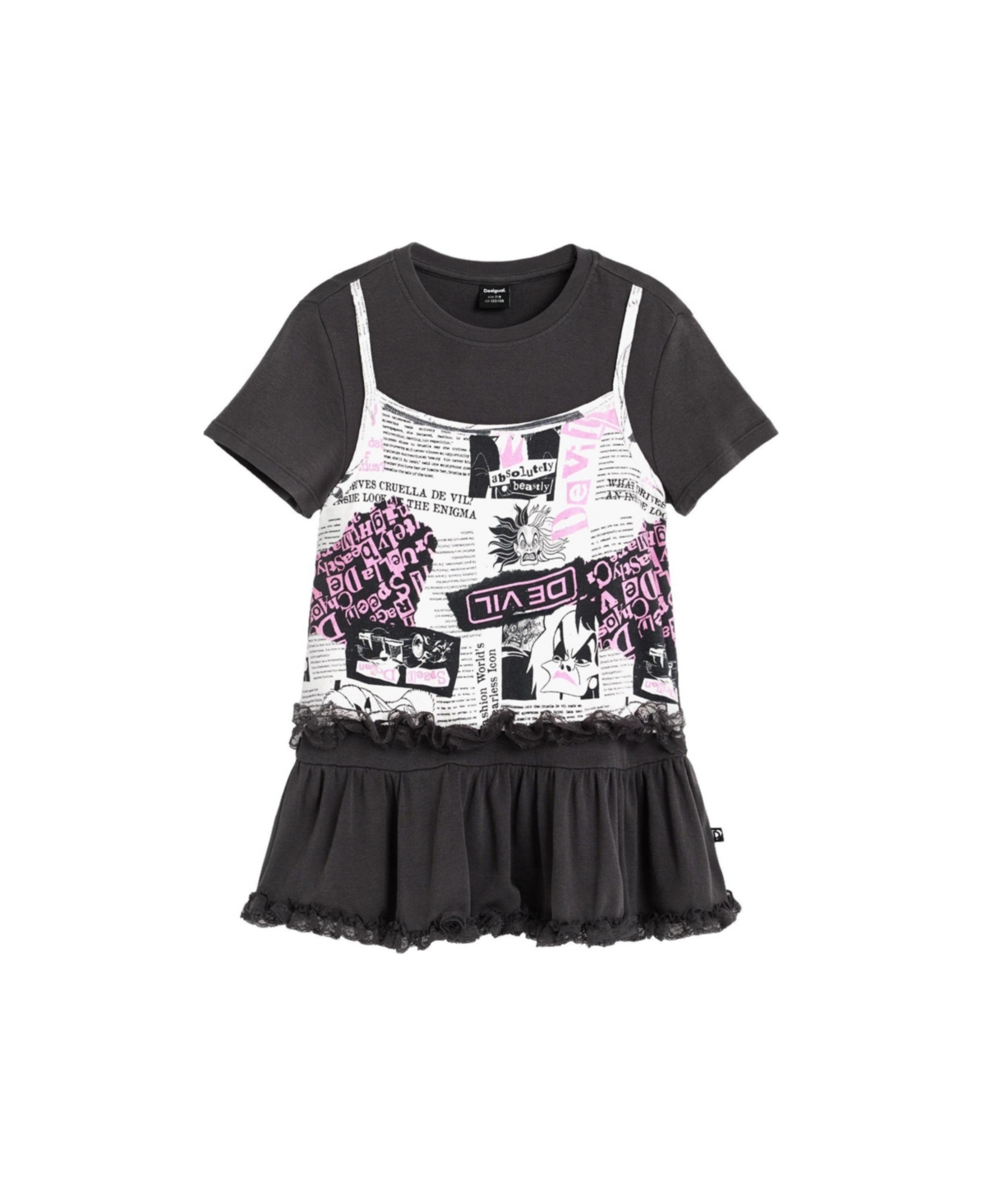 Click here for Desigual Girlss Cruella Disney ruffle T-shirt - Bl... prices