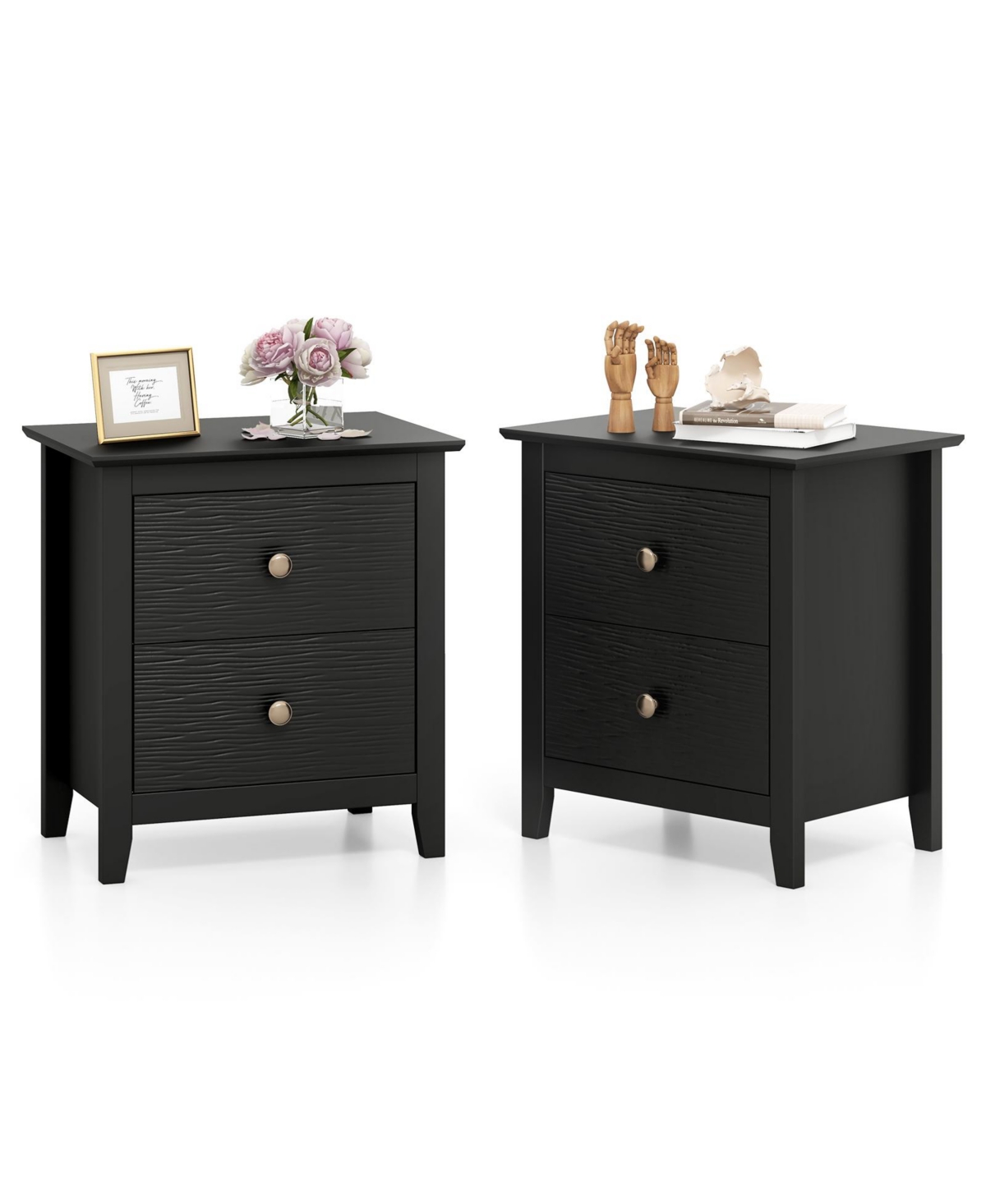Click here for Gymax 2PCS Modern Nightstand w/ Storage 2 Drawers... prices